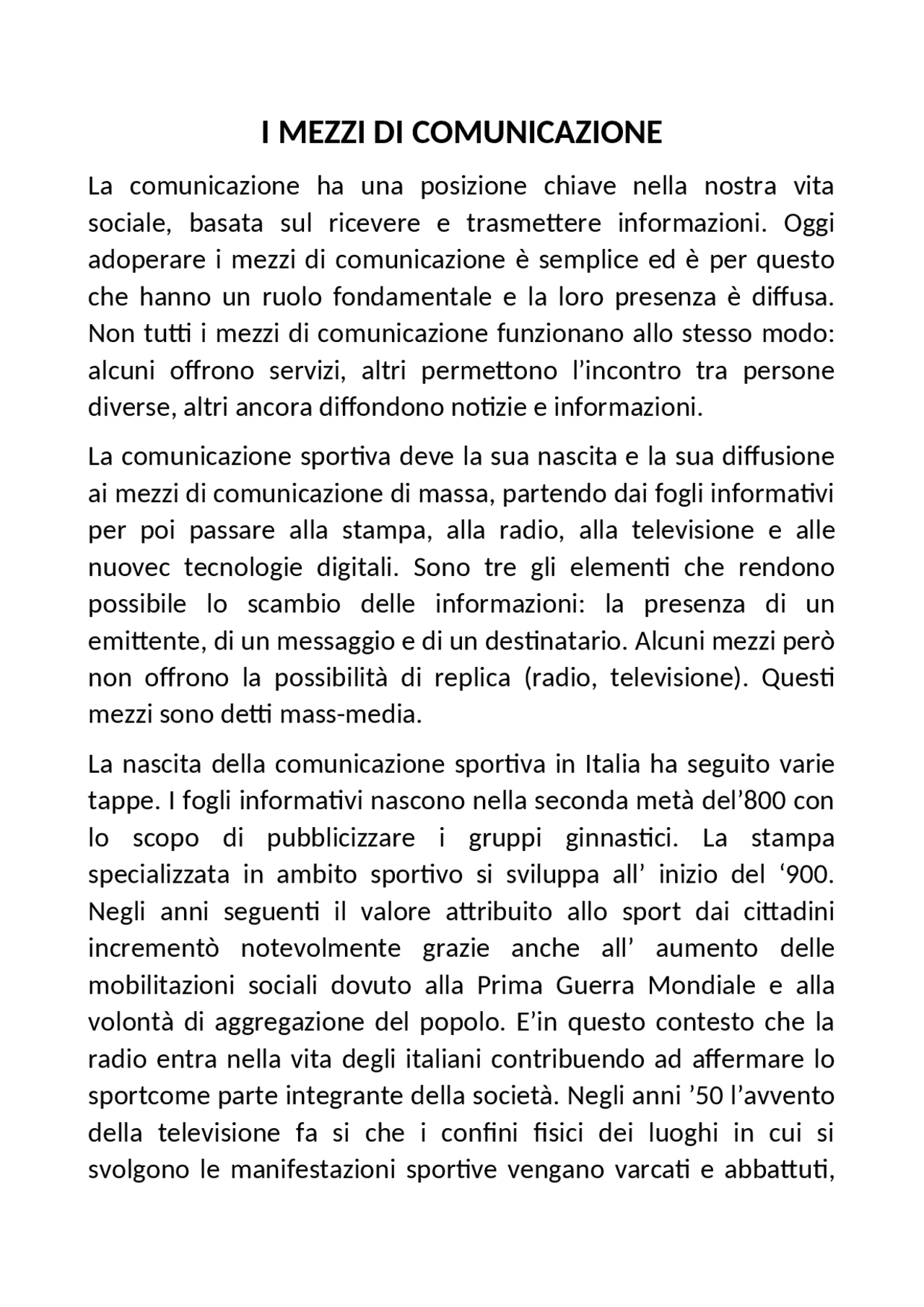 I Mezzi Di Comunicazione Docsity