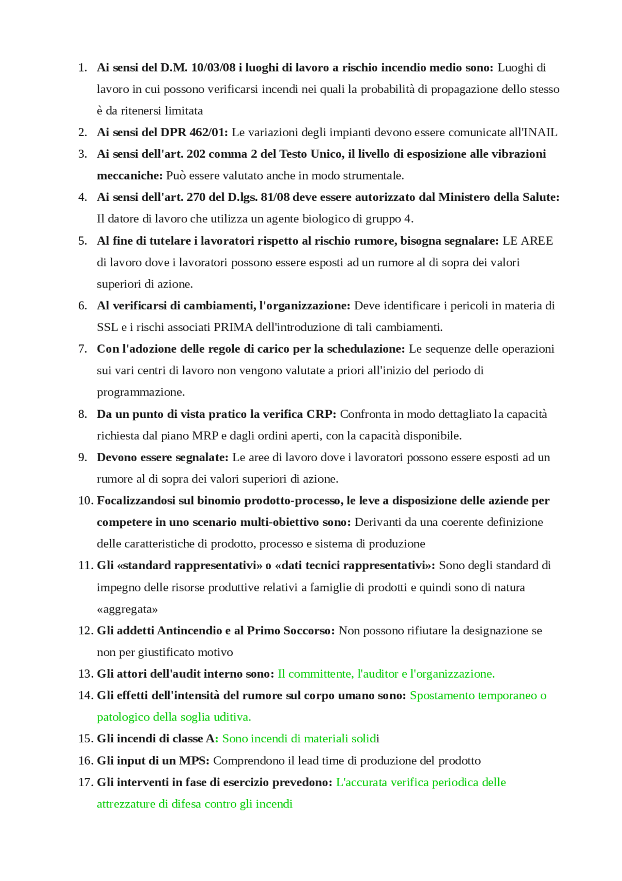 Domande Esame Gestione E Sicurezza Degli Impianti Industriali Docsity