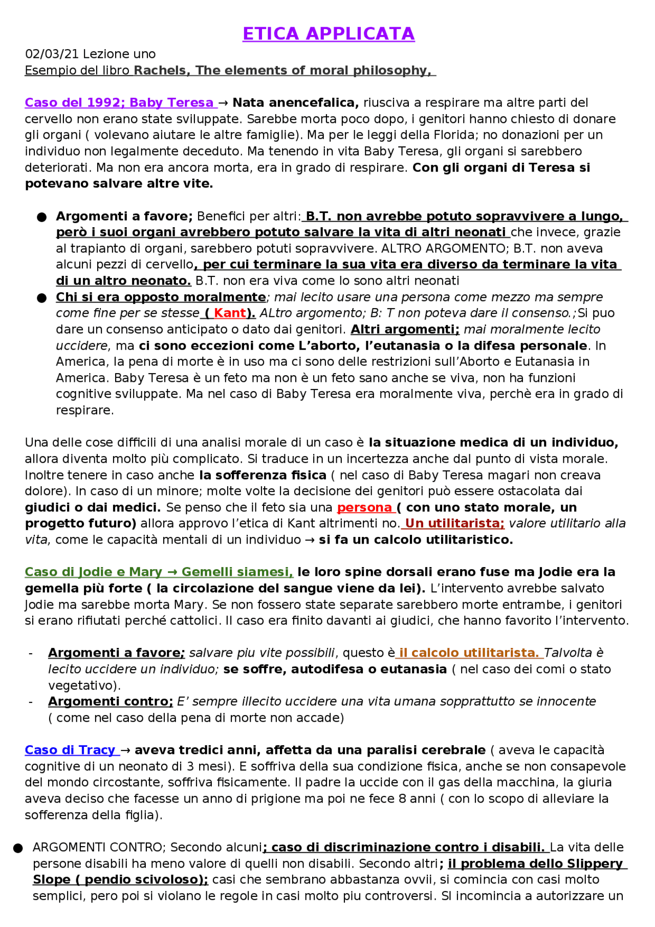 Appunti Etica Applicata Docsity