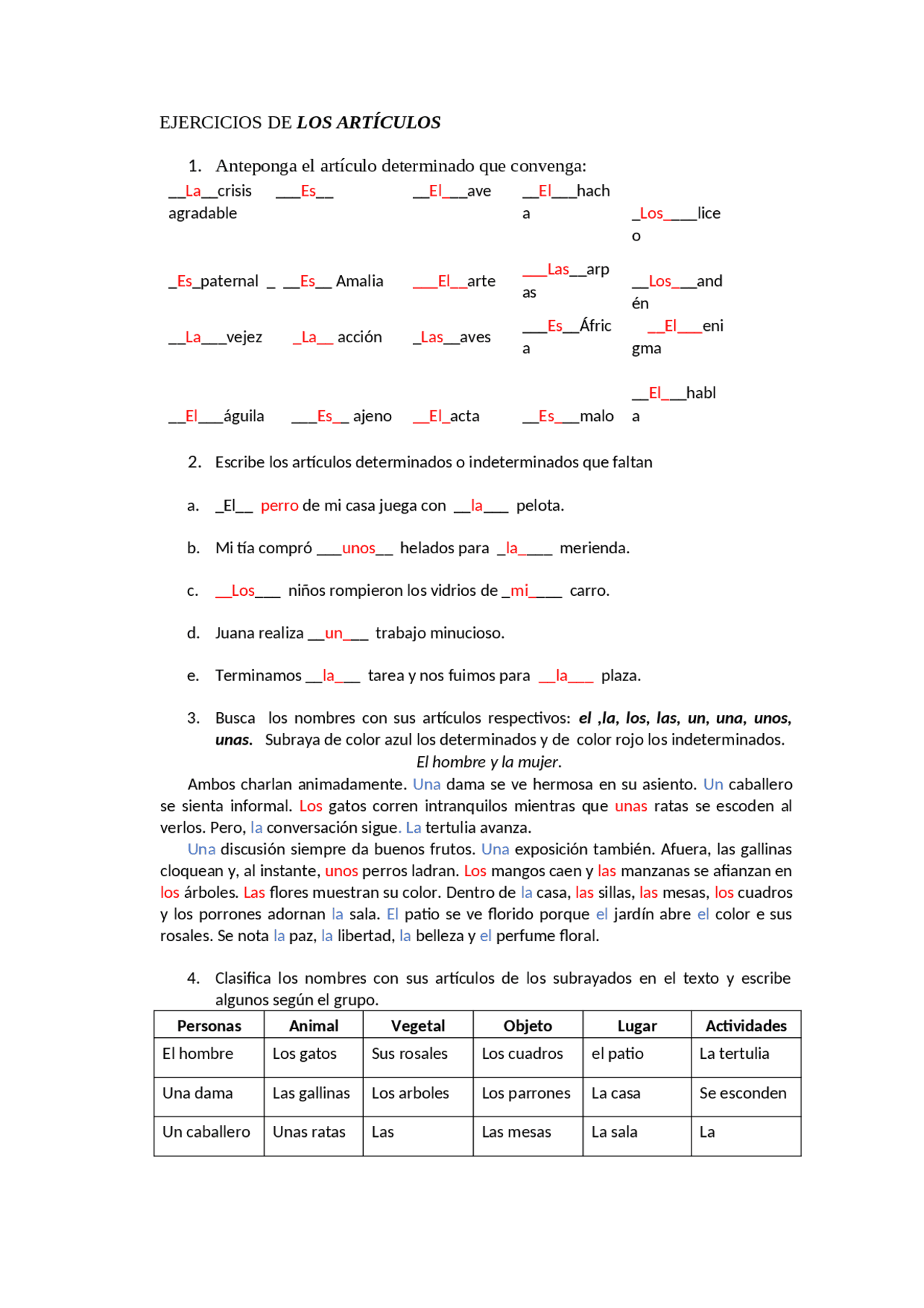 Artículos y adjetivos - Docsity