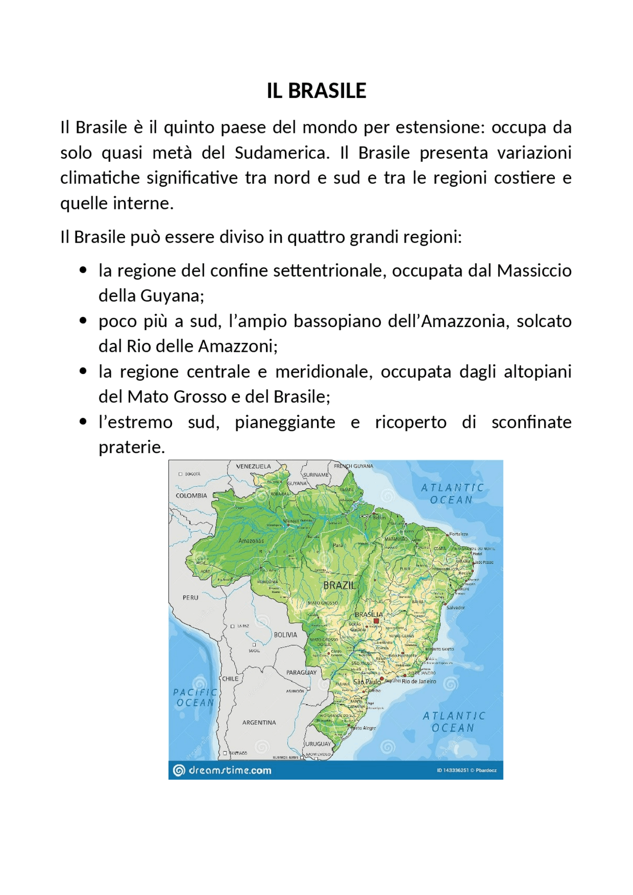 Il Brasile, territorio settori - Docsity