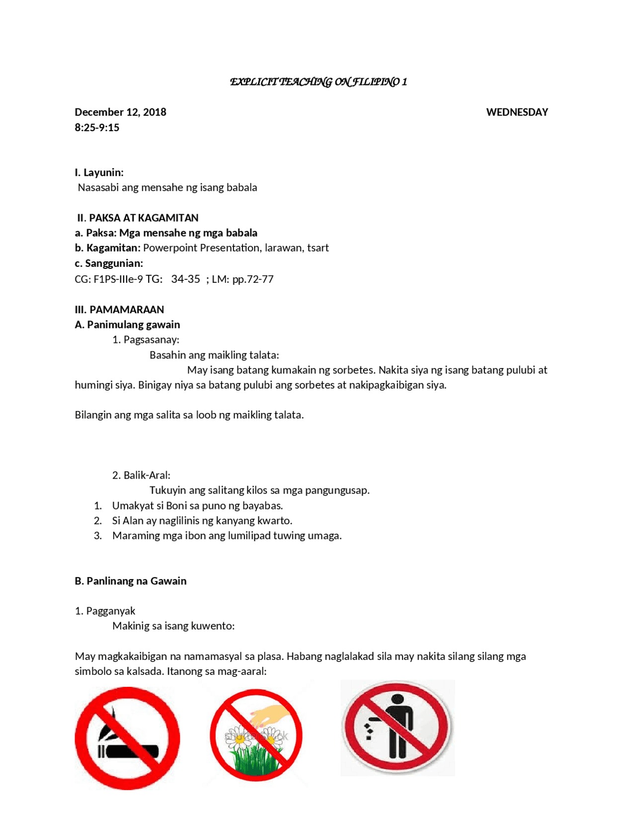 A sample of lesson plan ni mother tongue cebuano dialect | Papers ...