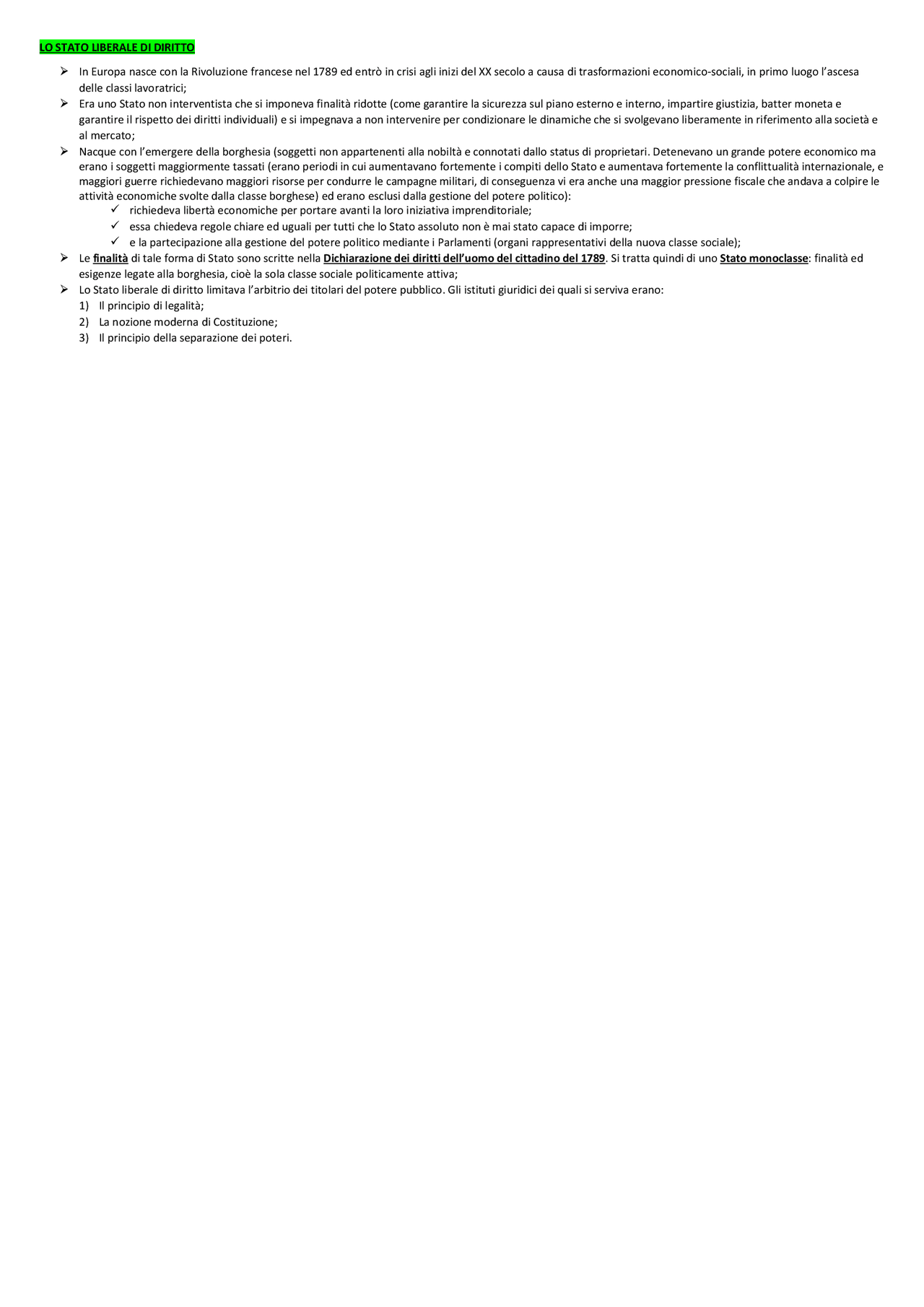 Stato Liberale parte 1 - Docsity