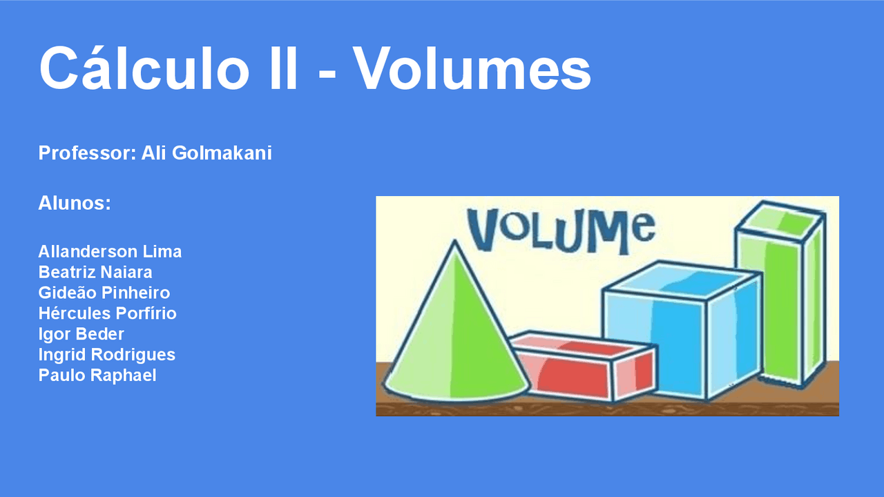 Seminario Sobre volumes - Calculo 2 - Docsity