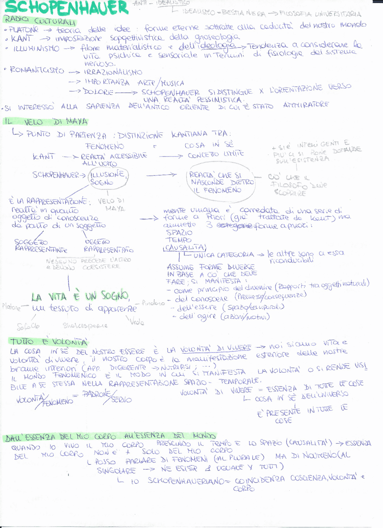 Riassunto Completo Di Schopenhauer Docsity