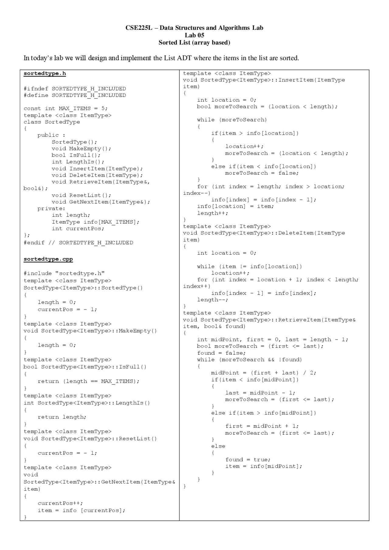 Documents For Lab Exercises Docsity