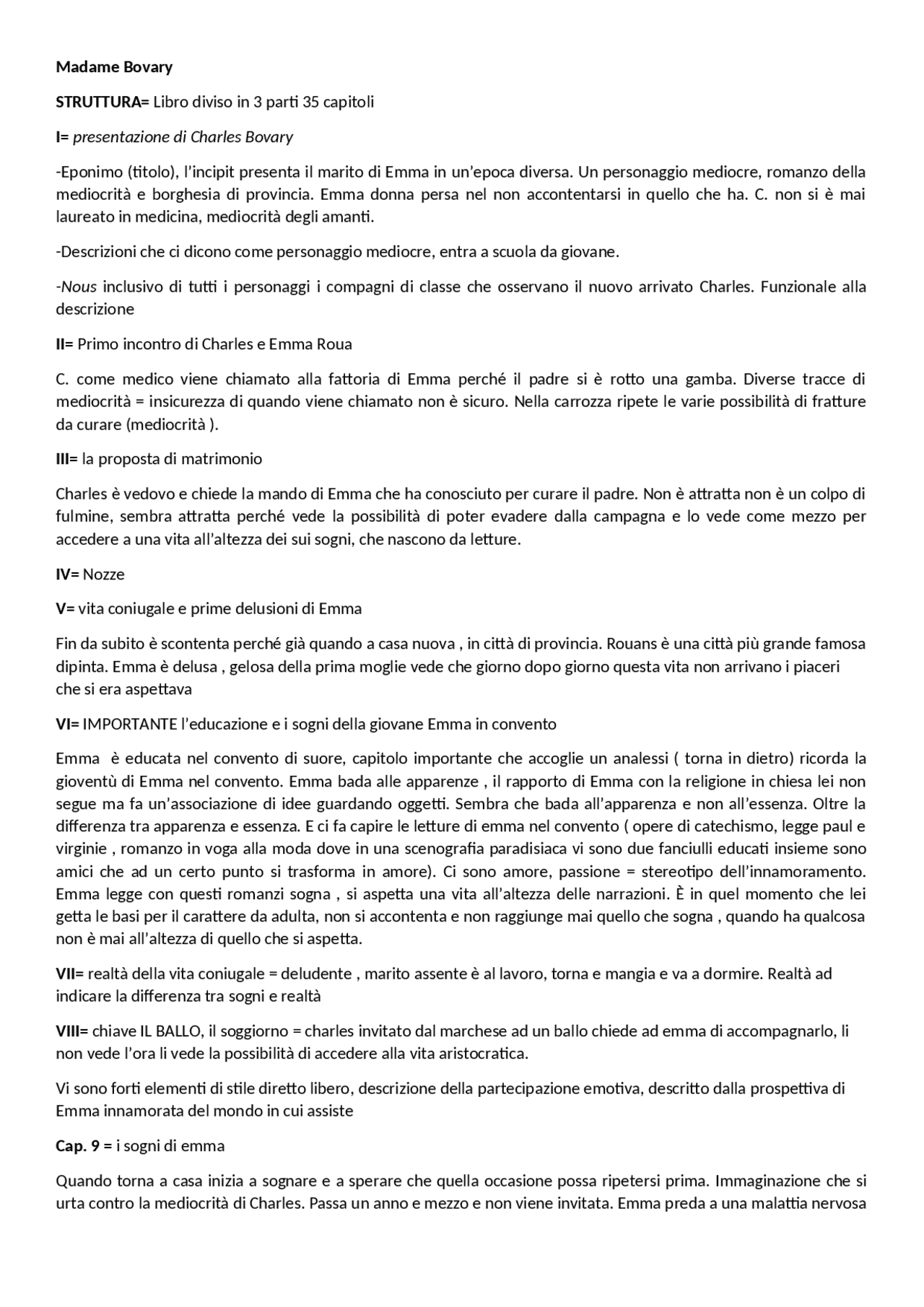 Madame Bovary Assi Di Lettura Docsity