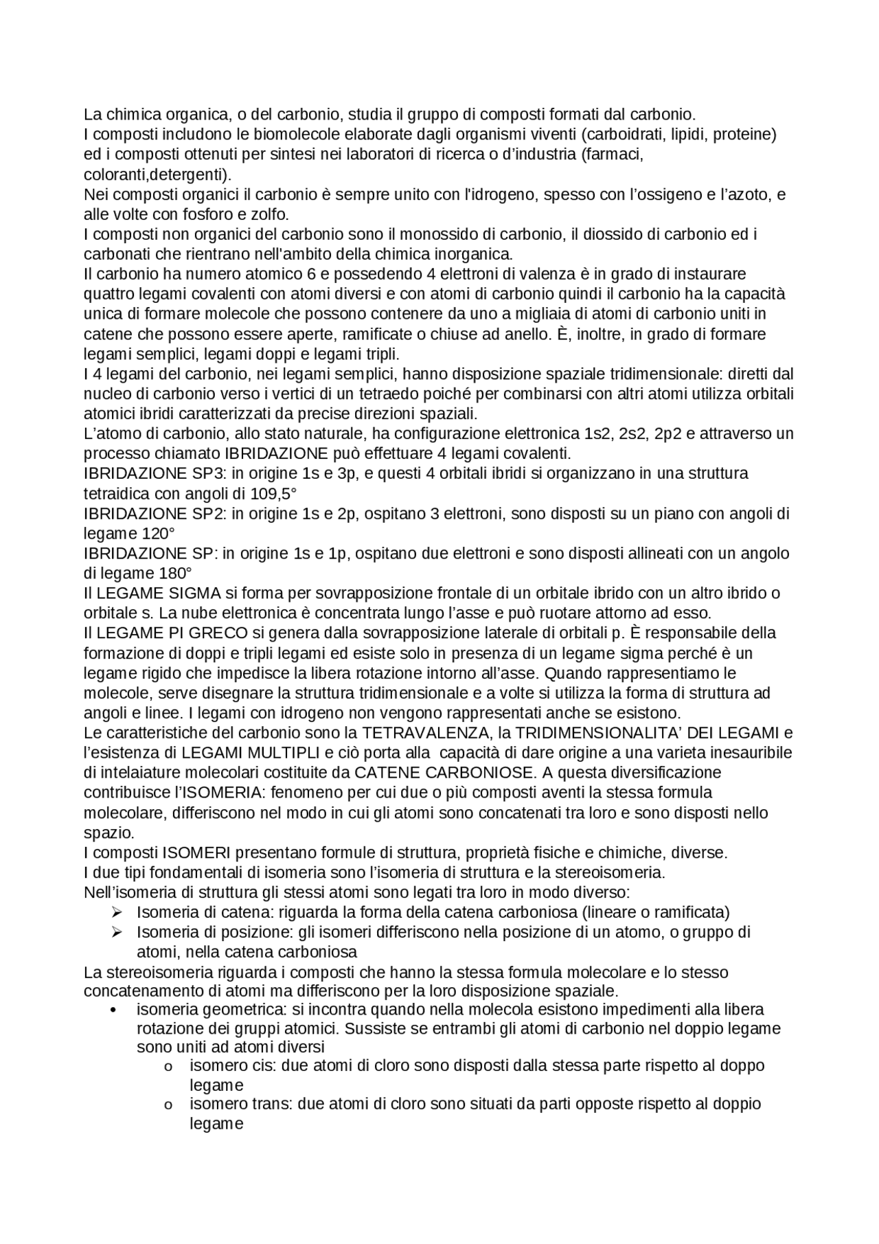 La Chimica Organica Sintesi Facile Docsity