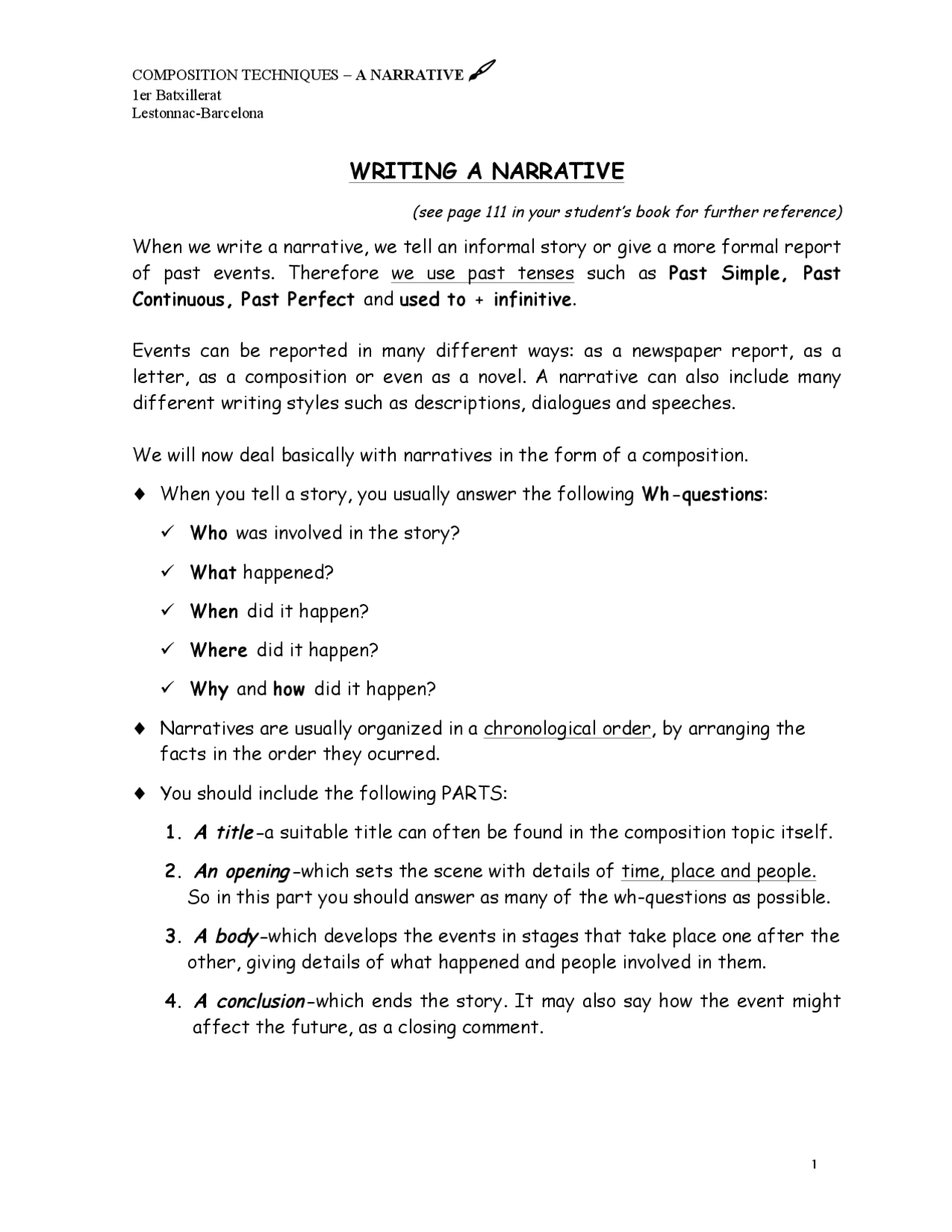 NARRATIVE in english - Docsity