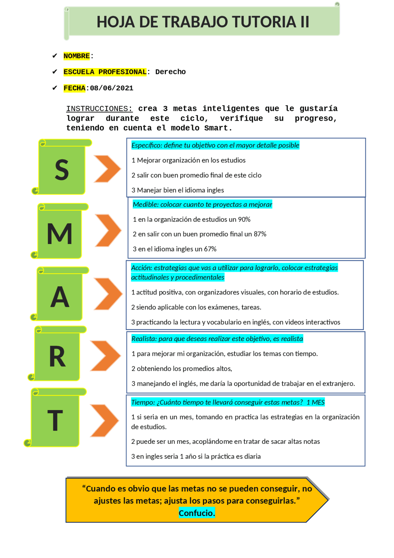 TUTORIA SMART, SEGUIMIENTO DE MIS METAS Primera parte | Apuntes de ...