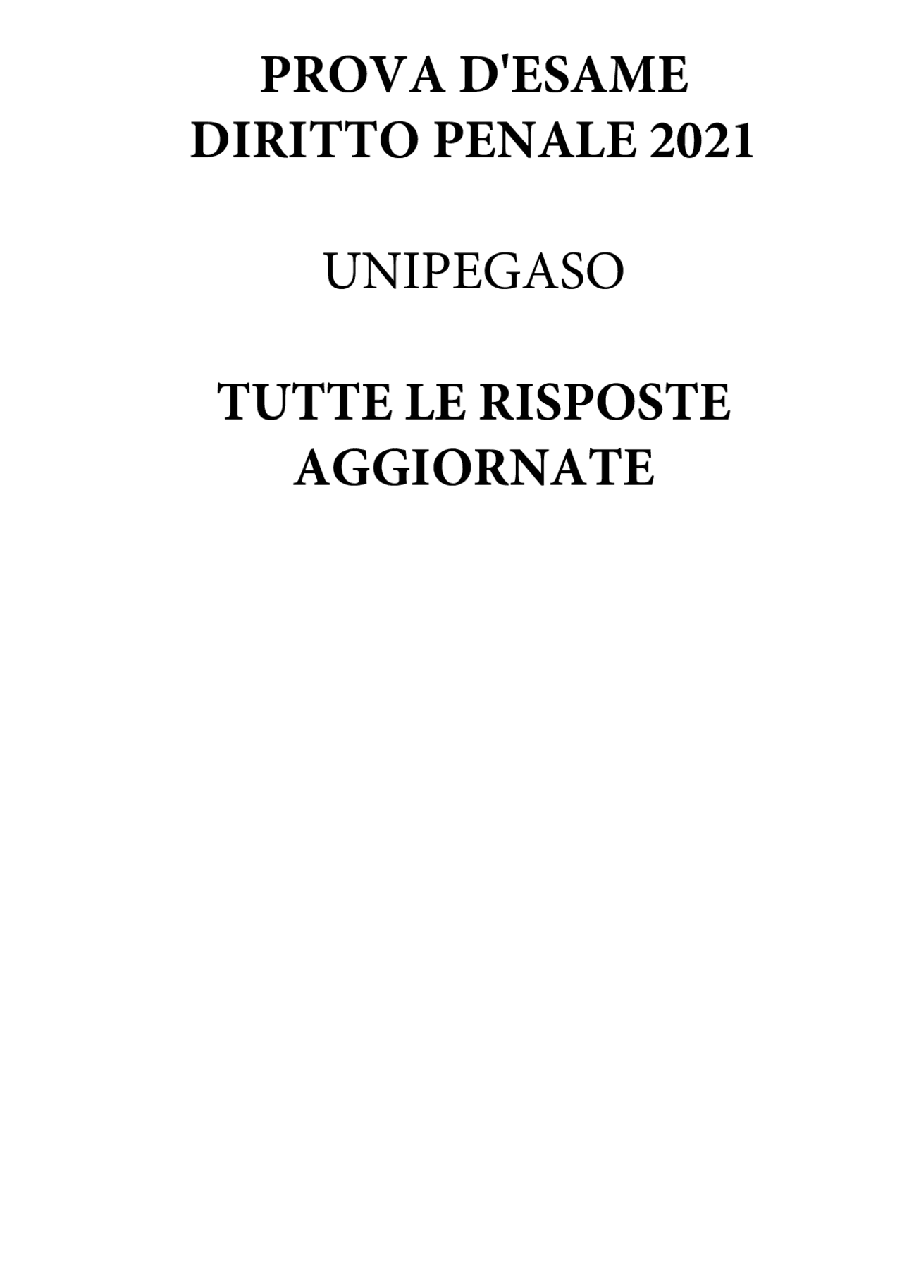 Diritto Penale Unipegaso Prova Desame Docsity