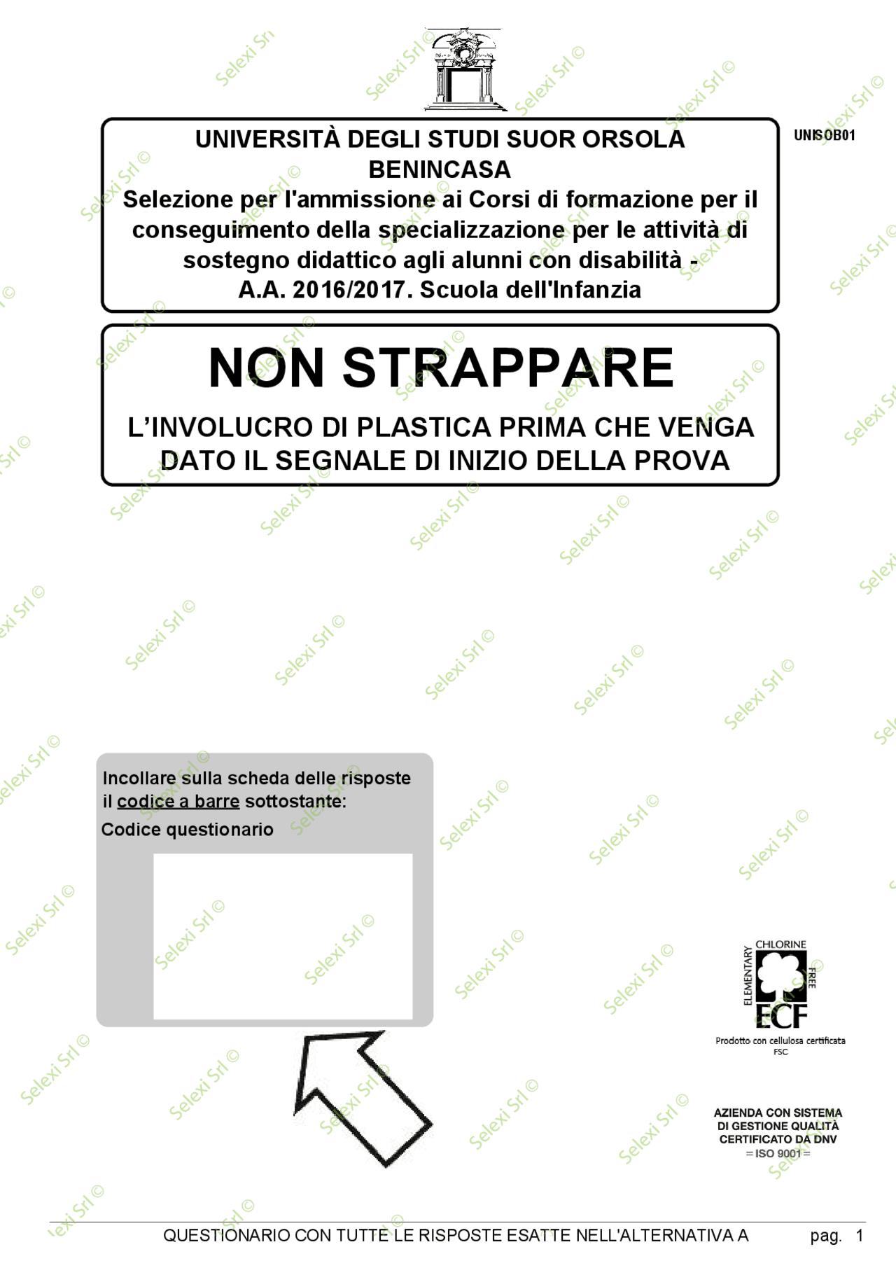 Prova Tfa Infanzia 2017 Docsity