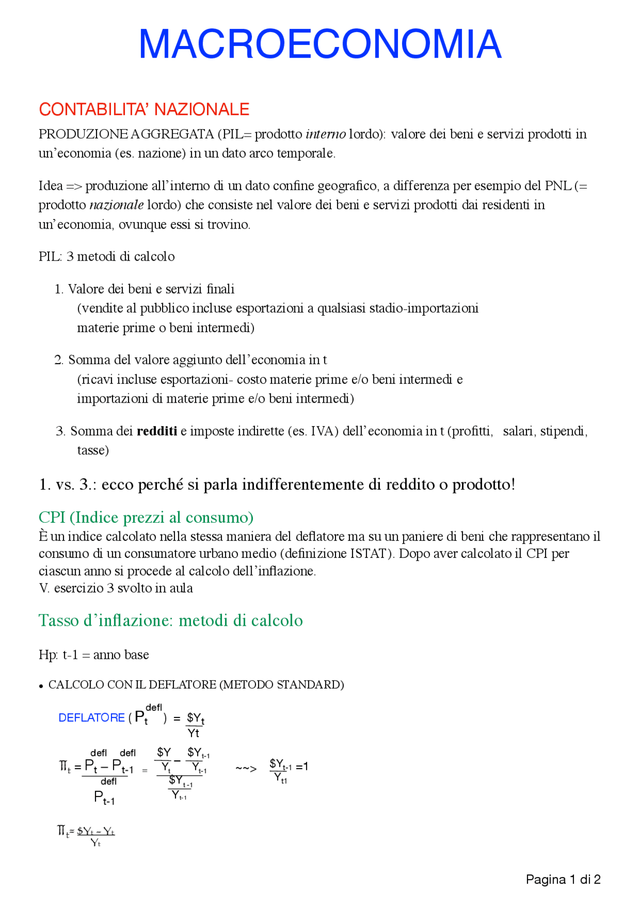 Riassunto Prima Parte Corso Docsity