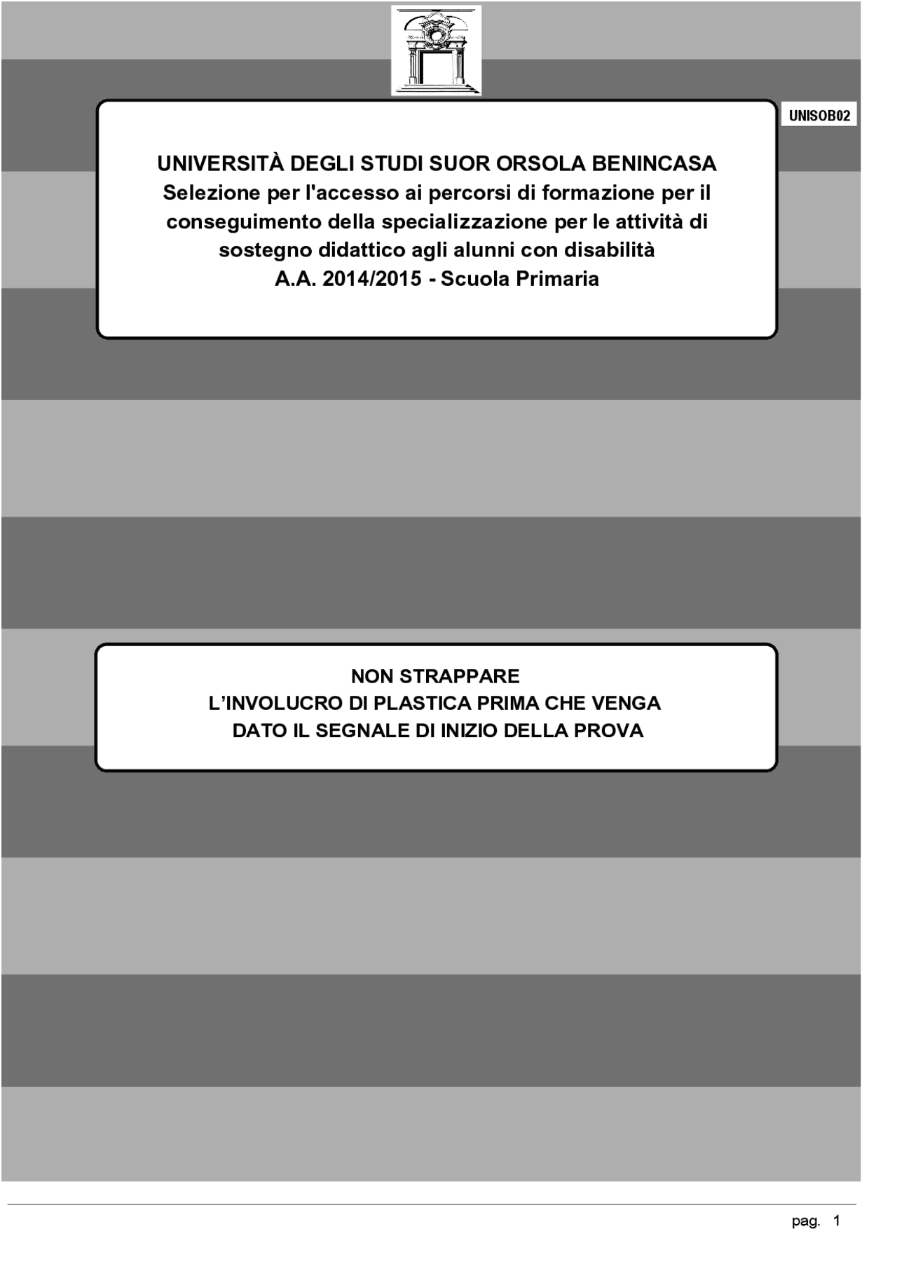 Prova 2015 Tfa Primaria Docsity