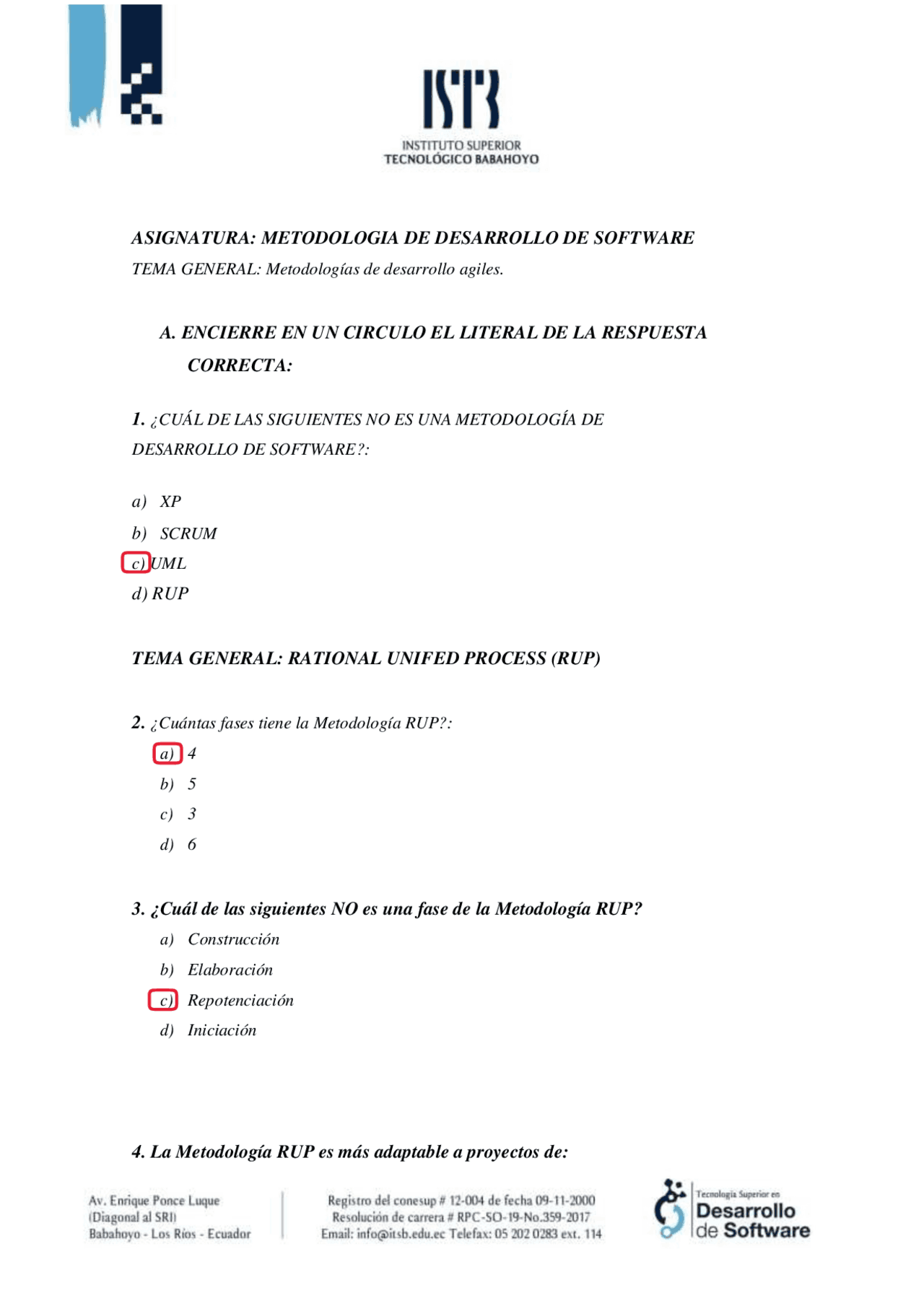 Metodología De Datos Exámenes De Desarrollo De Software Docsity