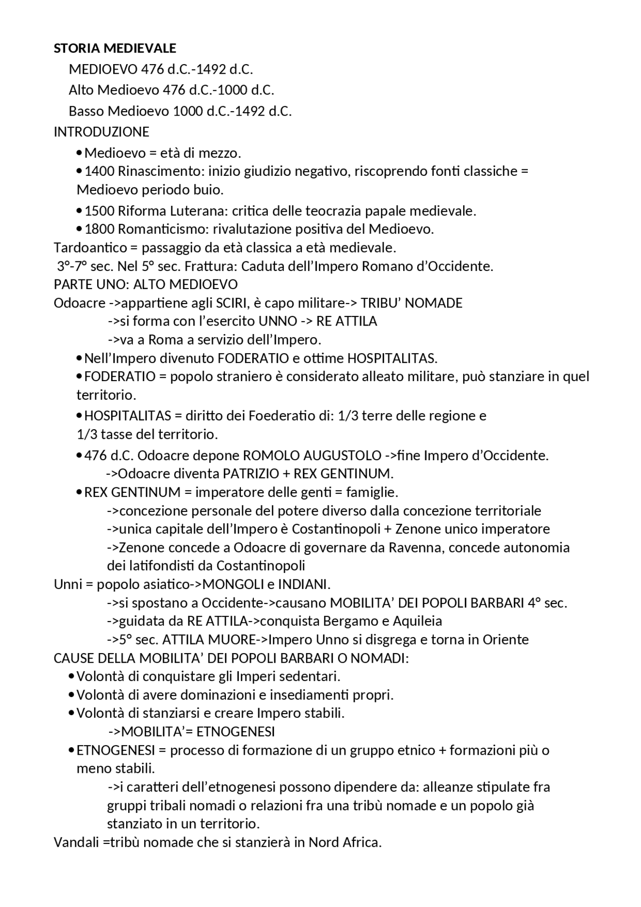 Appunti Dieci Secoli Di Medioevo Docsity