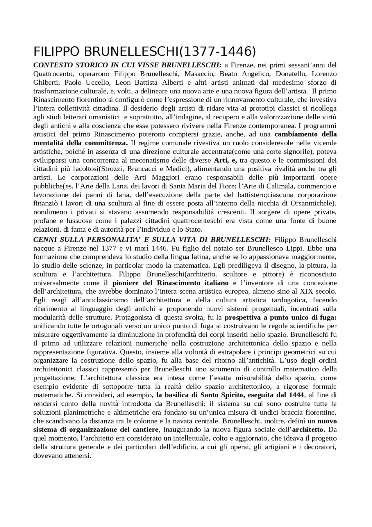 Filippo Brunelleschi Docsity