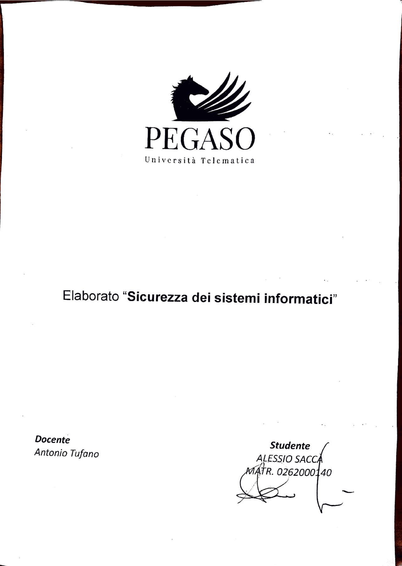 Elaborato Di Sicurezza Dei Sistemi Informatici Docsity