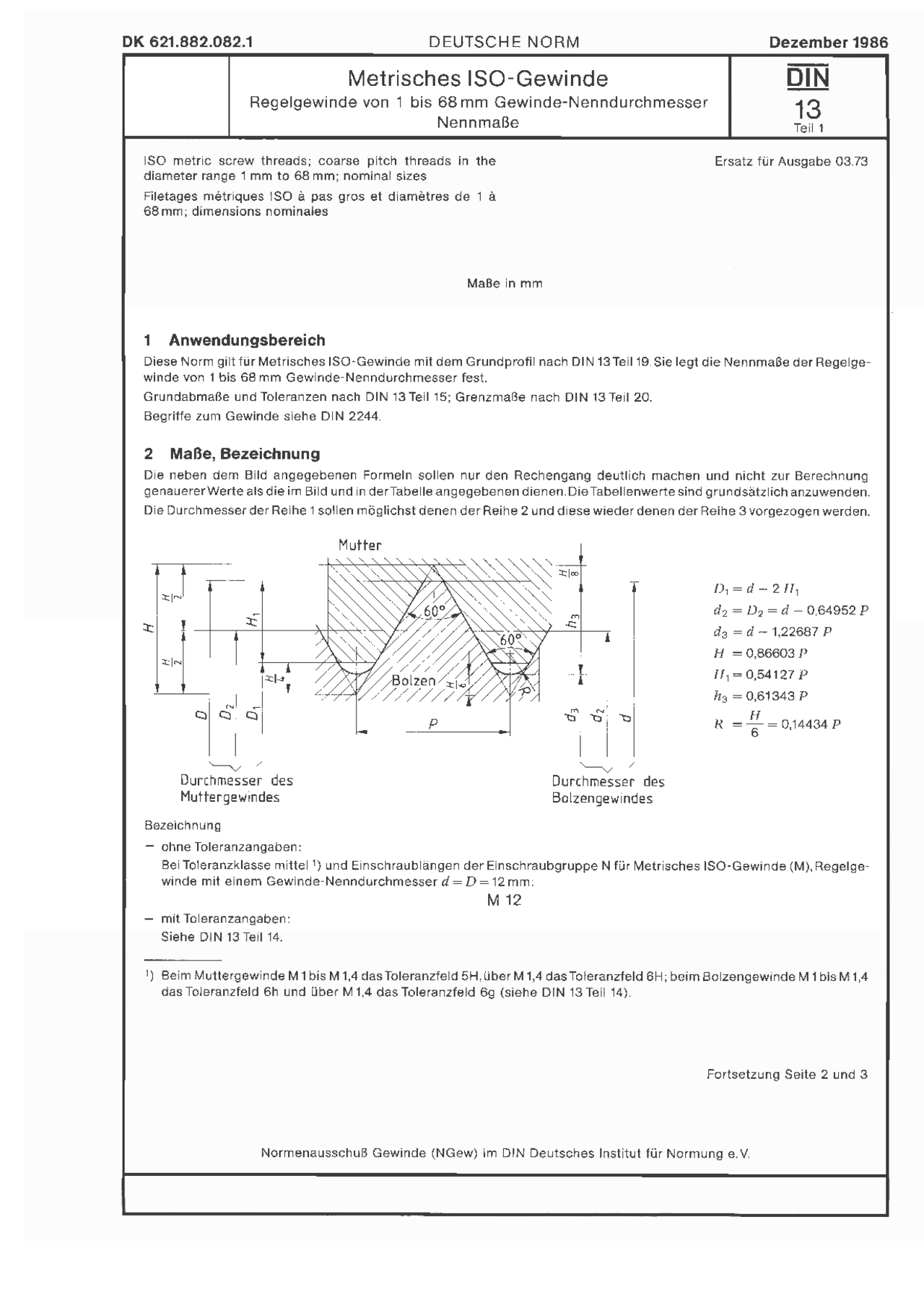 Tabela de Roscas DIN - Docsity