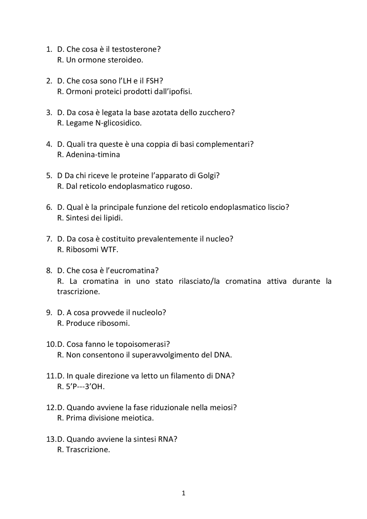 Domande Di Ripasso Per Basi Neurali Docsity