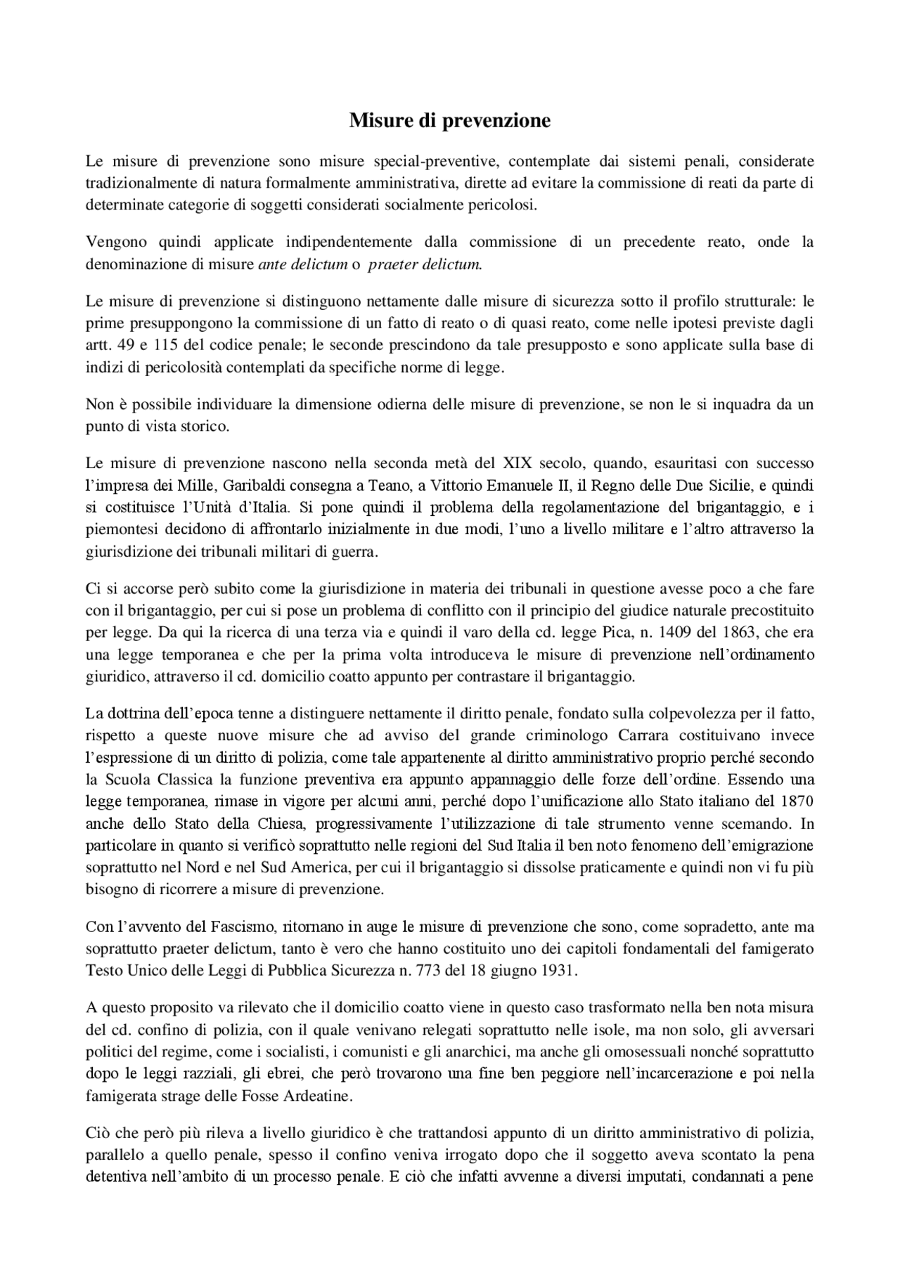 Misure Di Prevenzione Docsity