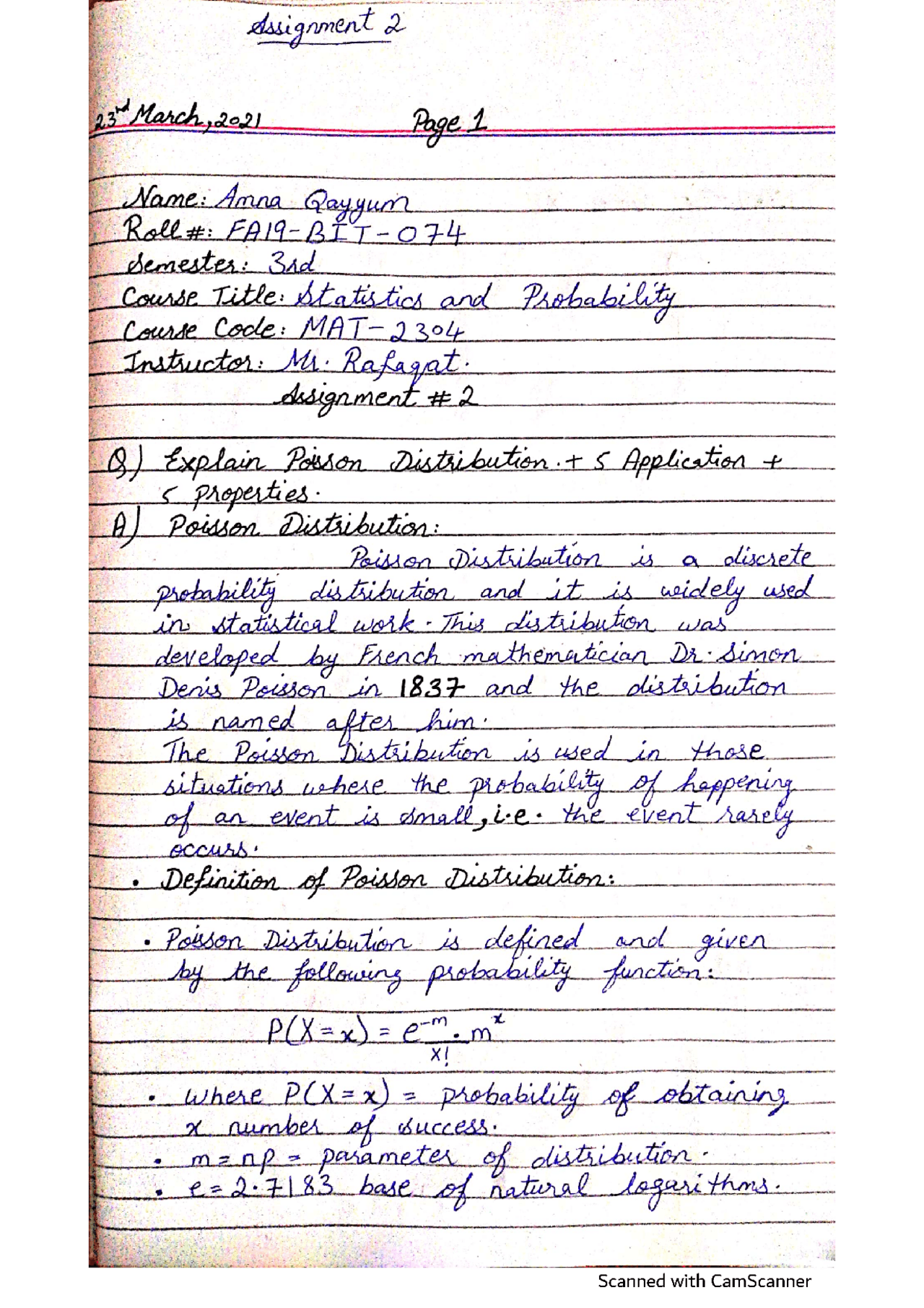 Statistics Assignment Docsity