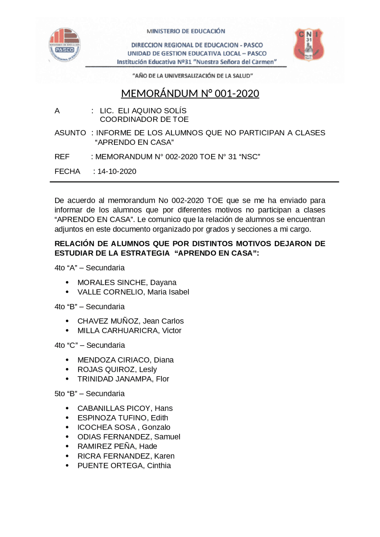 Formato de memorandum - Docsity