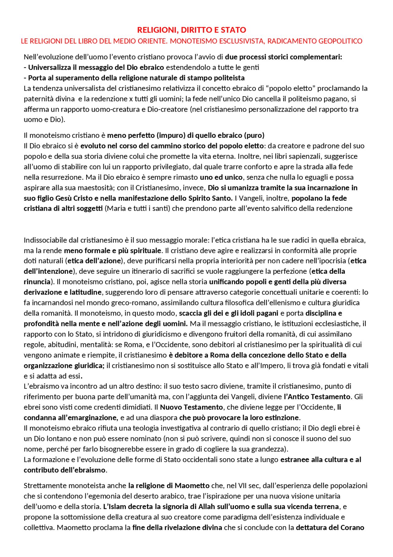 Riassunto Principi Di Diritto Ecclesiastico Per Esame Frequentanti