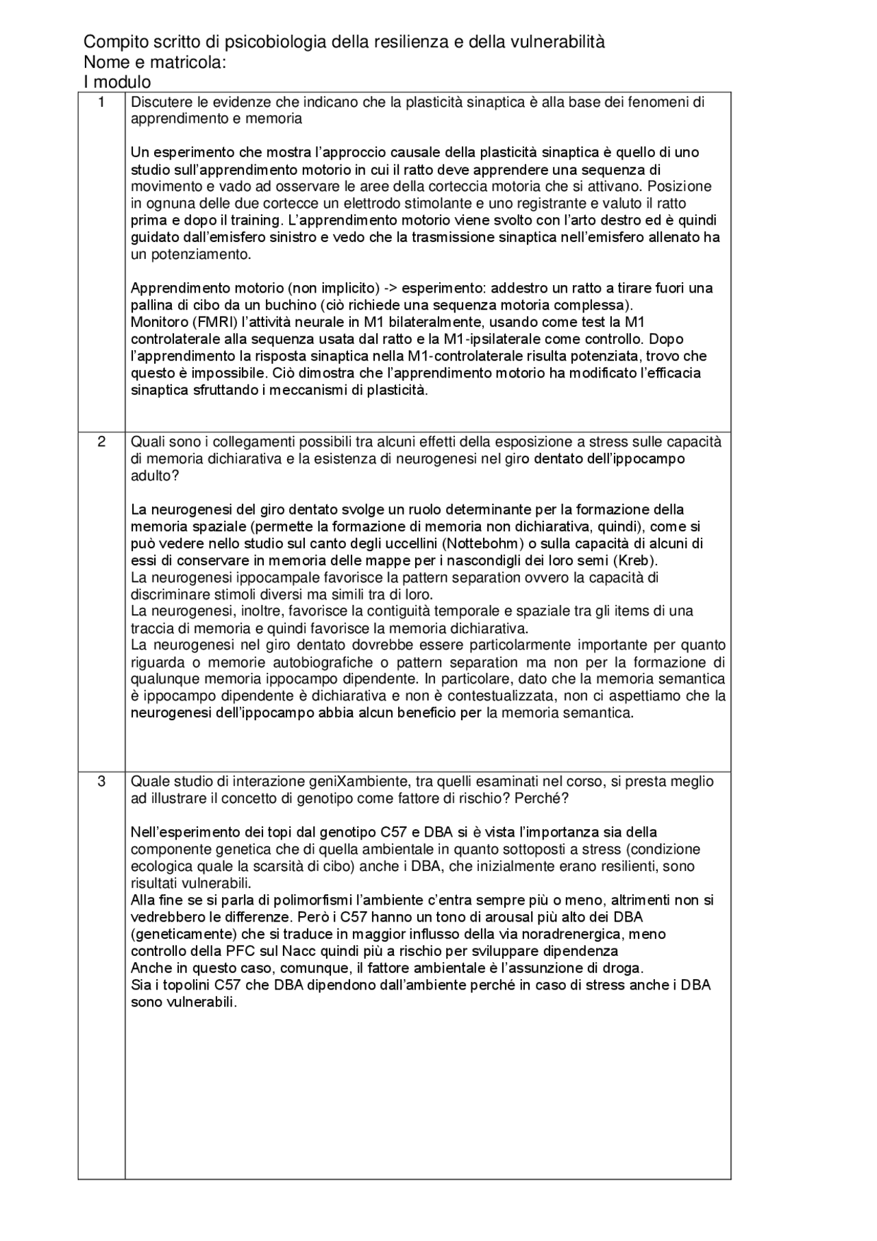 Risposte Corrette Esame 1° Modulo 3° Appello 10 02 2021 Docsity