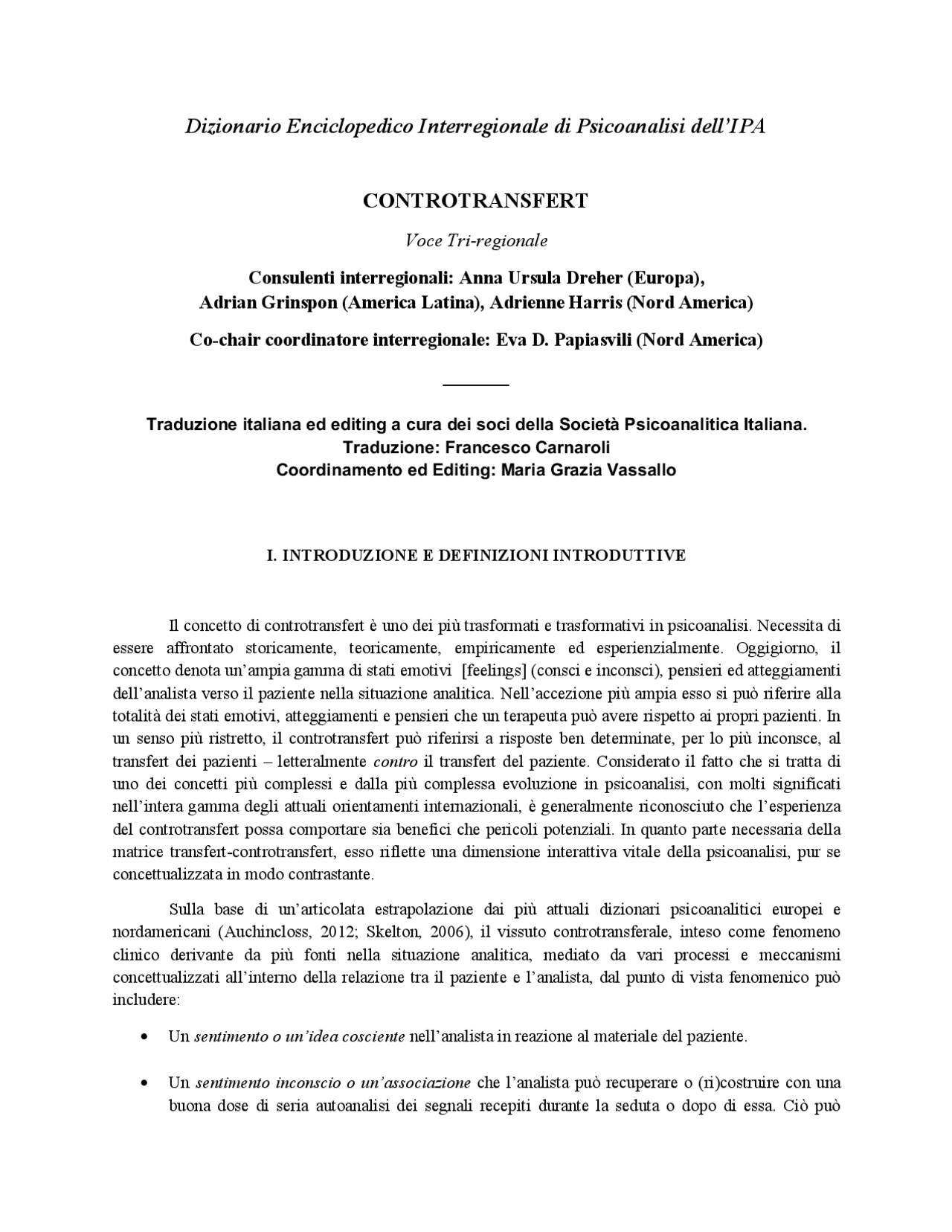 Controtransfert riassunto - Docsity