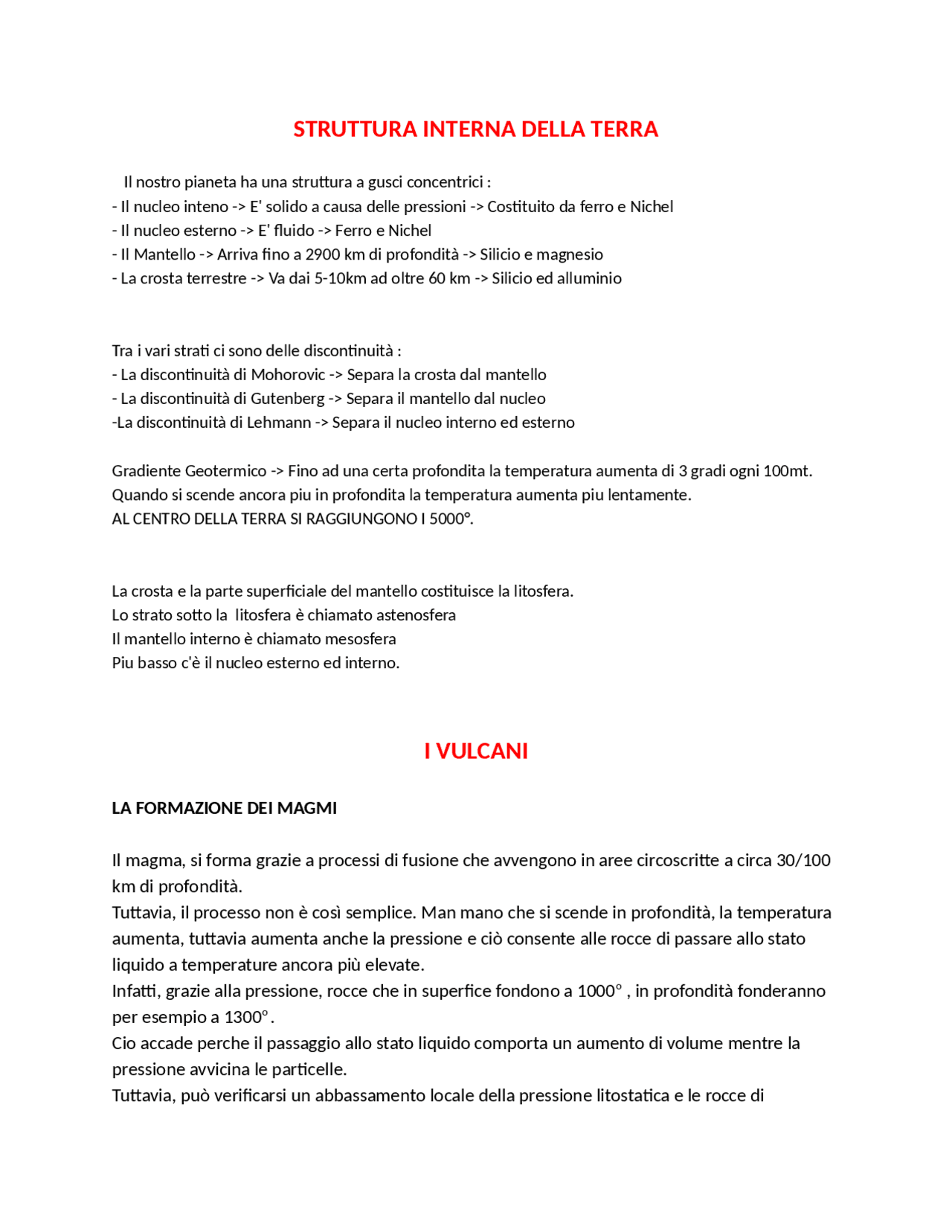 Struttura interna della Terra e Vulcani - Docsity