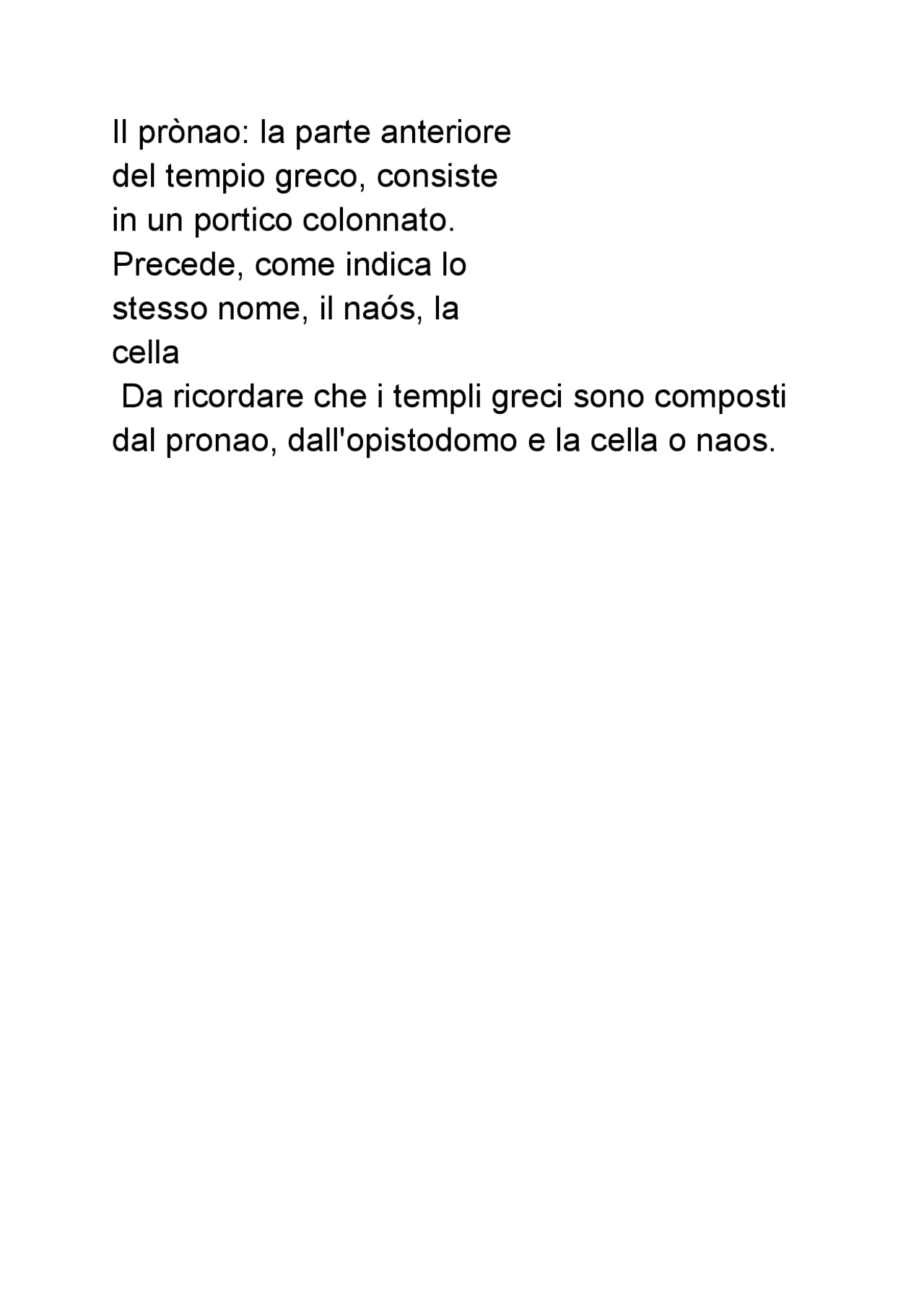 Cosa ricordarsi quando si studia un tempio greco - Docsity