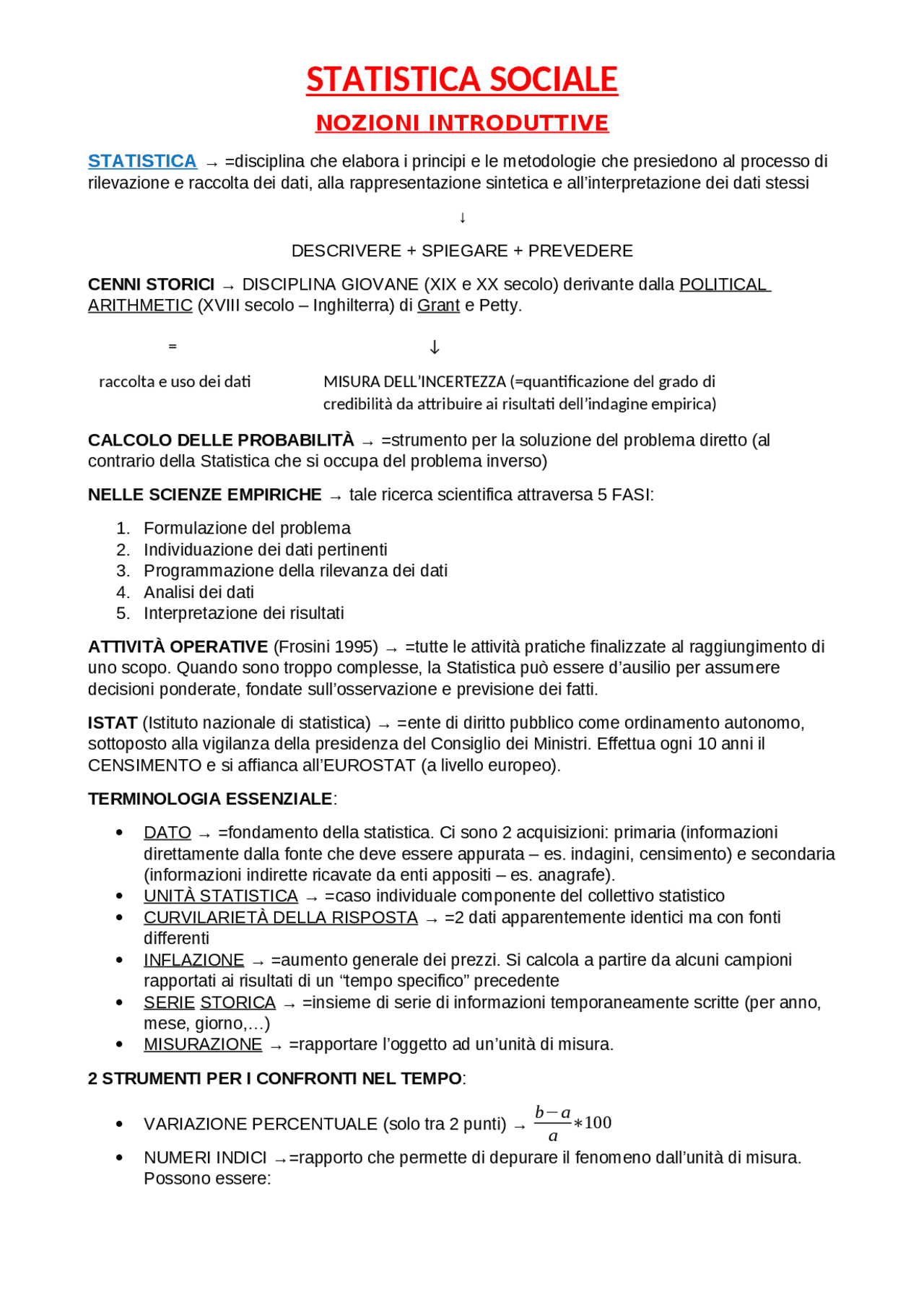 Riassunto Di Statistica Sociale Cicchitelli Docsity