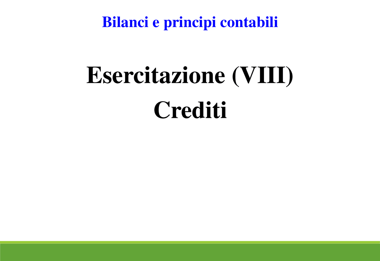 Esercizi Di Bilanci Docsity