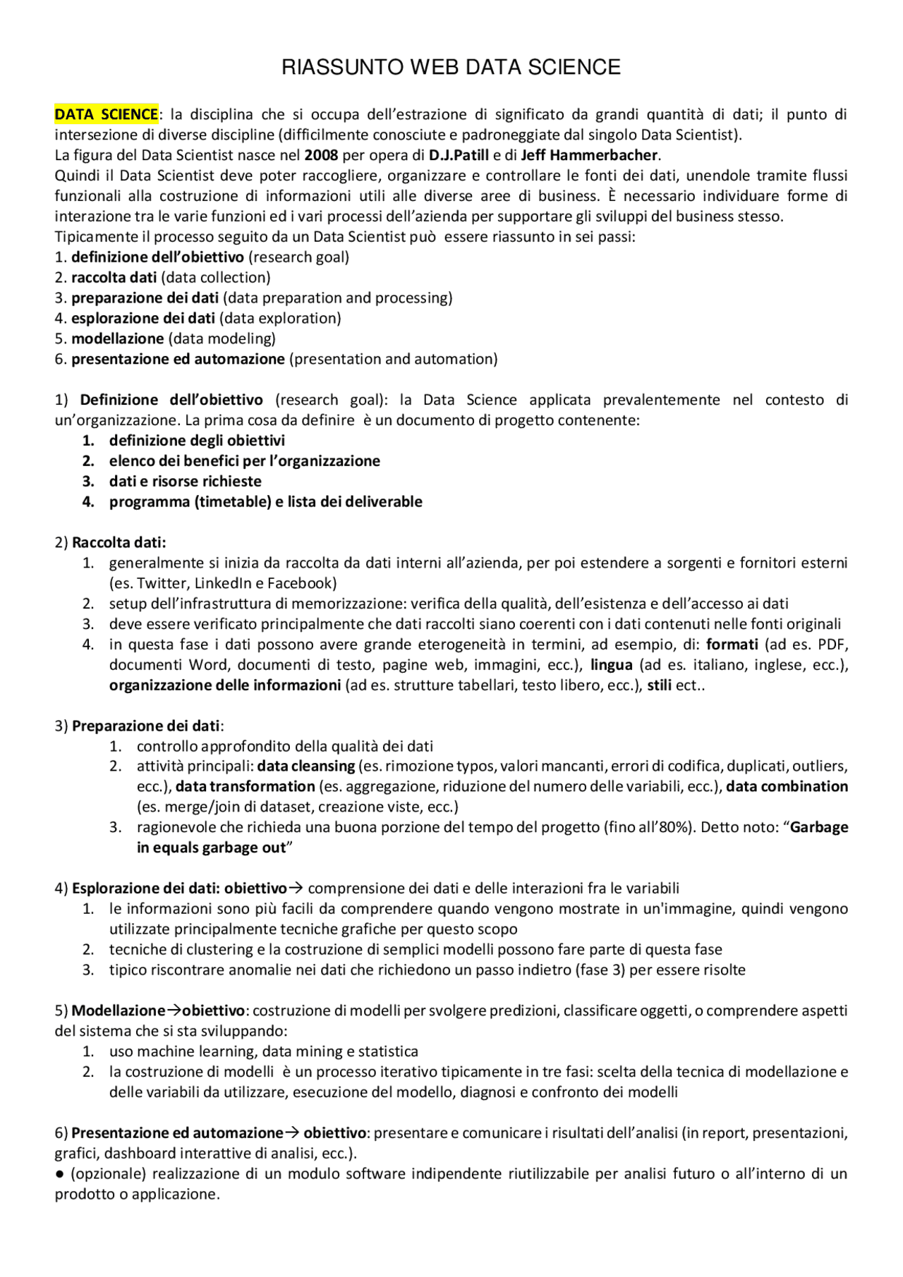 Web Data Science Riassunto Teoria Docsity