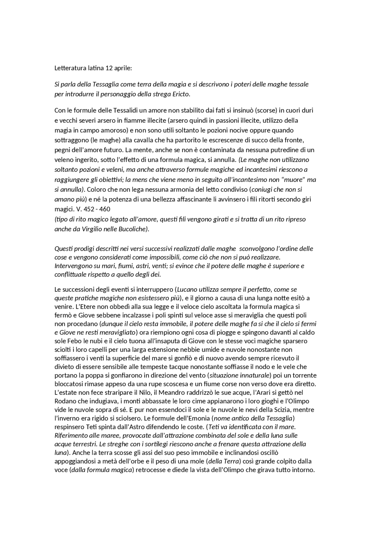 Lezioni Su Vi Libro Bellum Civile Lucano Docsity