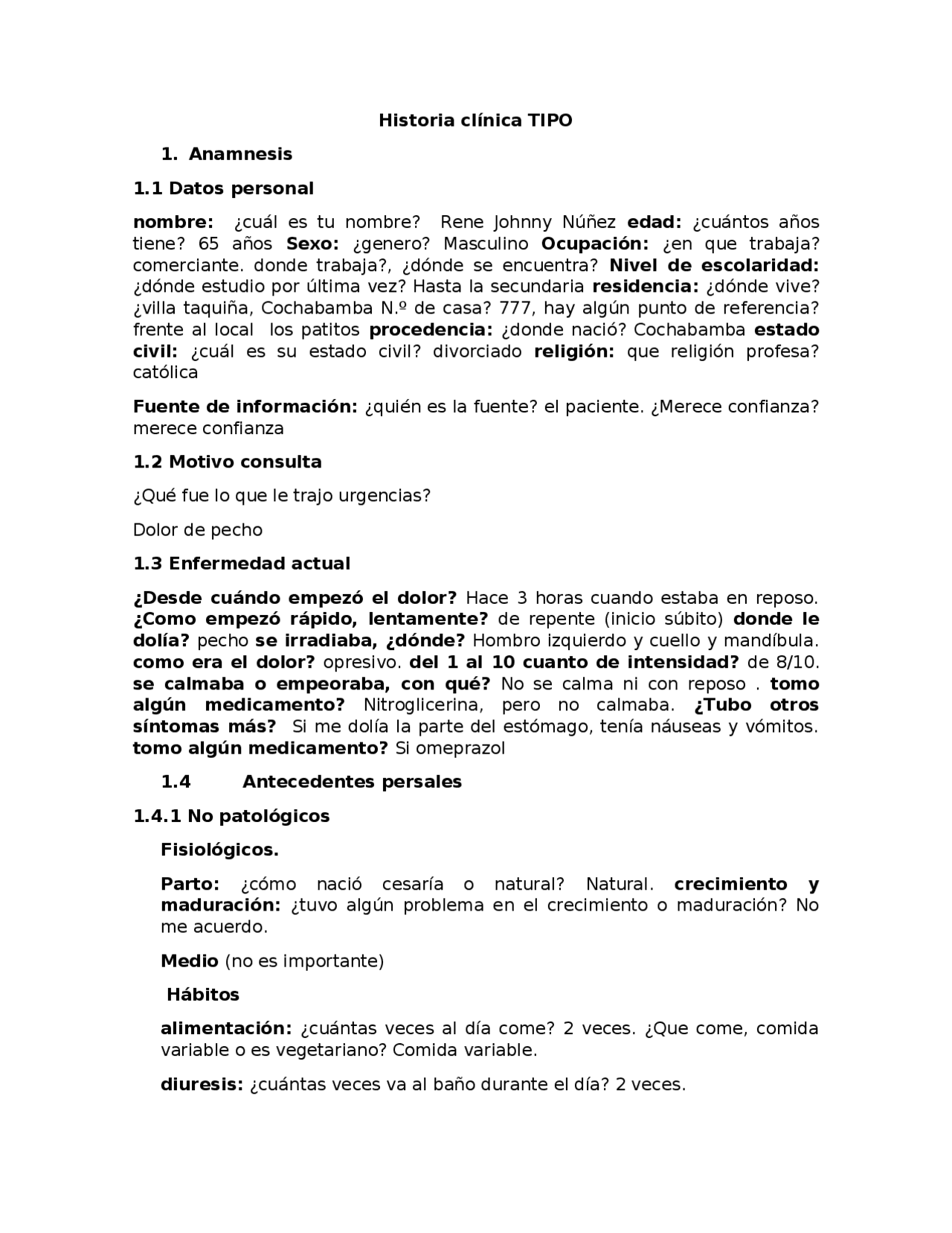 Historia Clínica Farmacología De La Sangre Docsity
