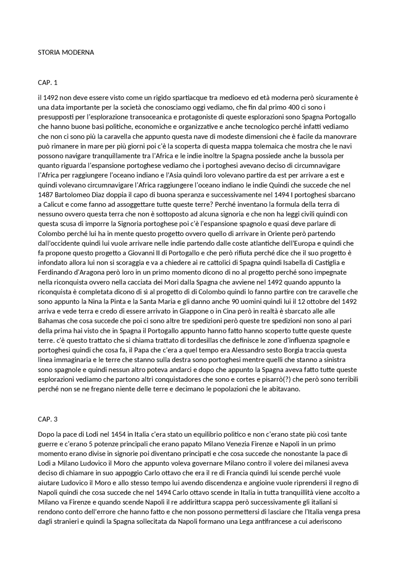 Riassunto Storia Moderna Docsity