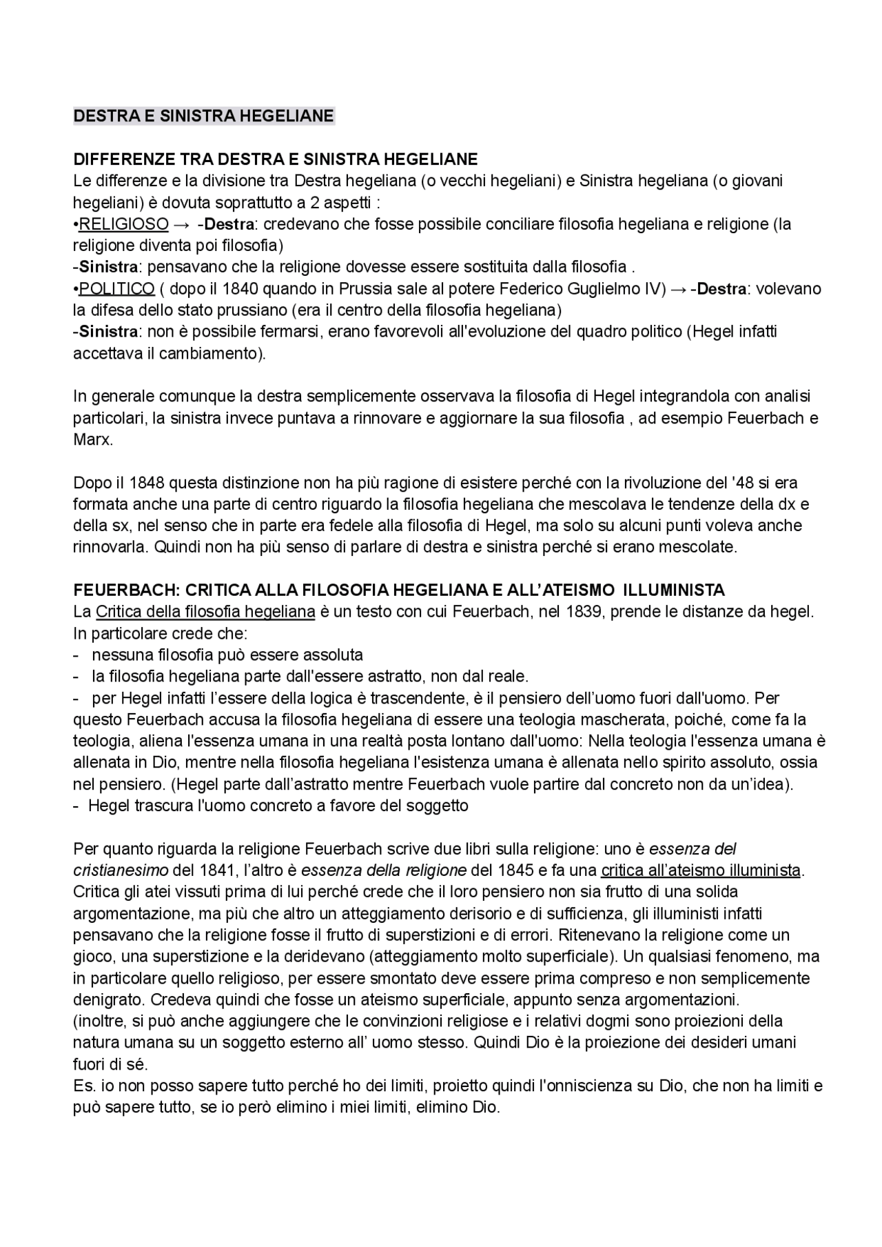 Riassunto programma di filosofia di quinta liceo scientifico - Docsity