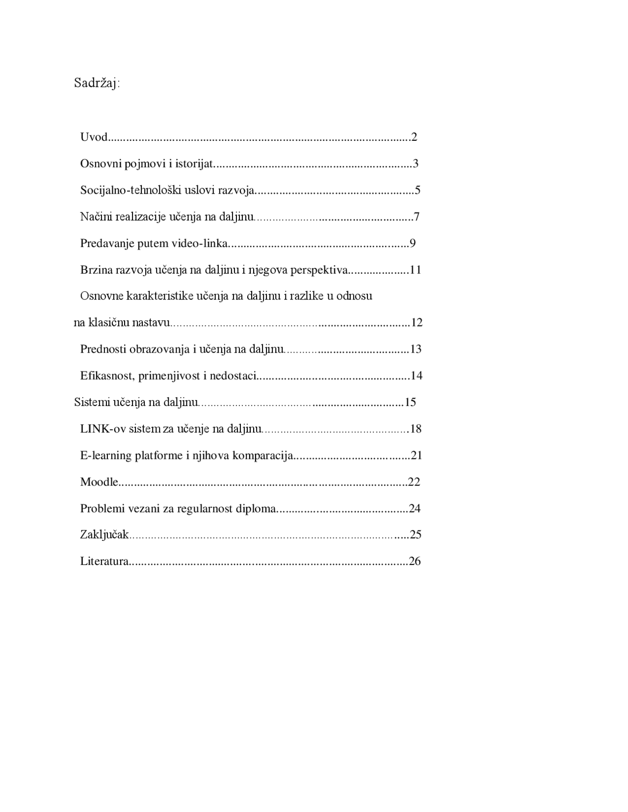 Ucenje na daljinu - seminarski rad | Seminarski radovi' predlog Poslovna informatika - Docsity