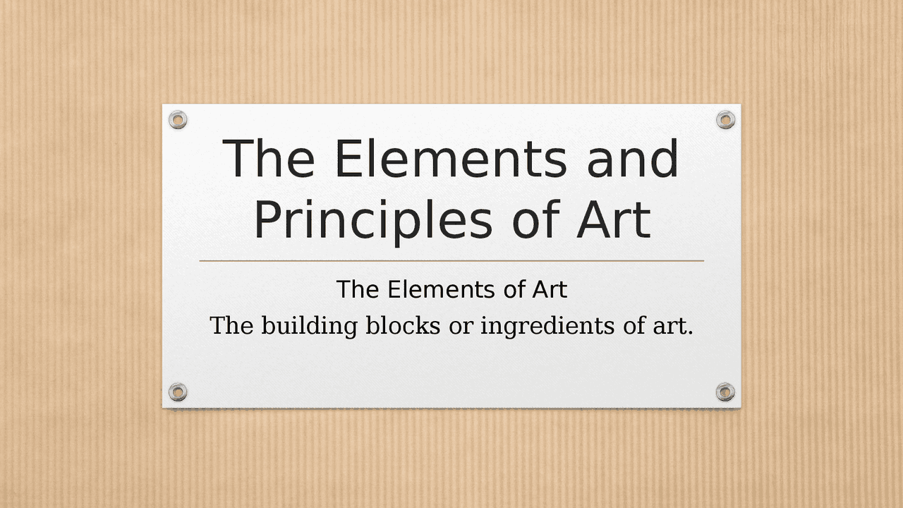 Elements and Principles of art - Docsity