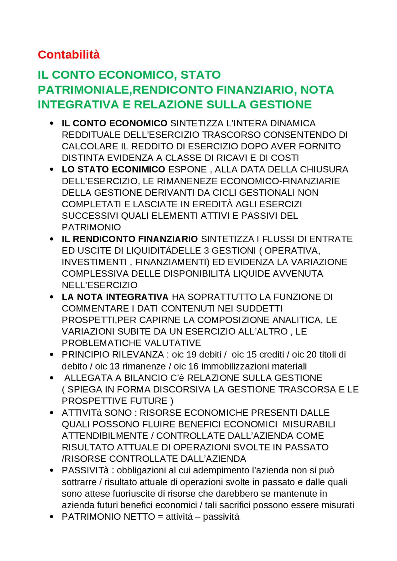 Riassunto contabilità e bilancio - Docsity