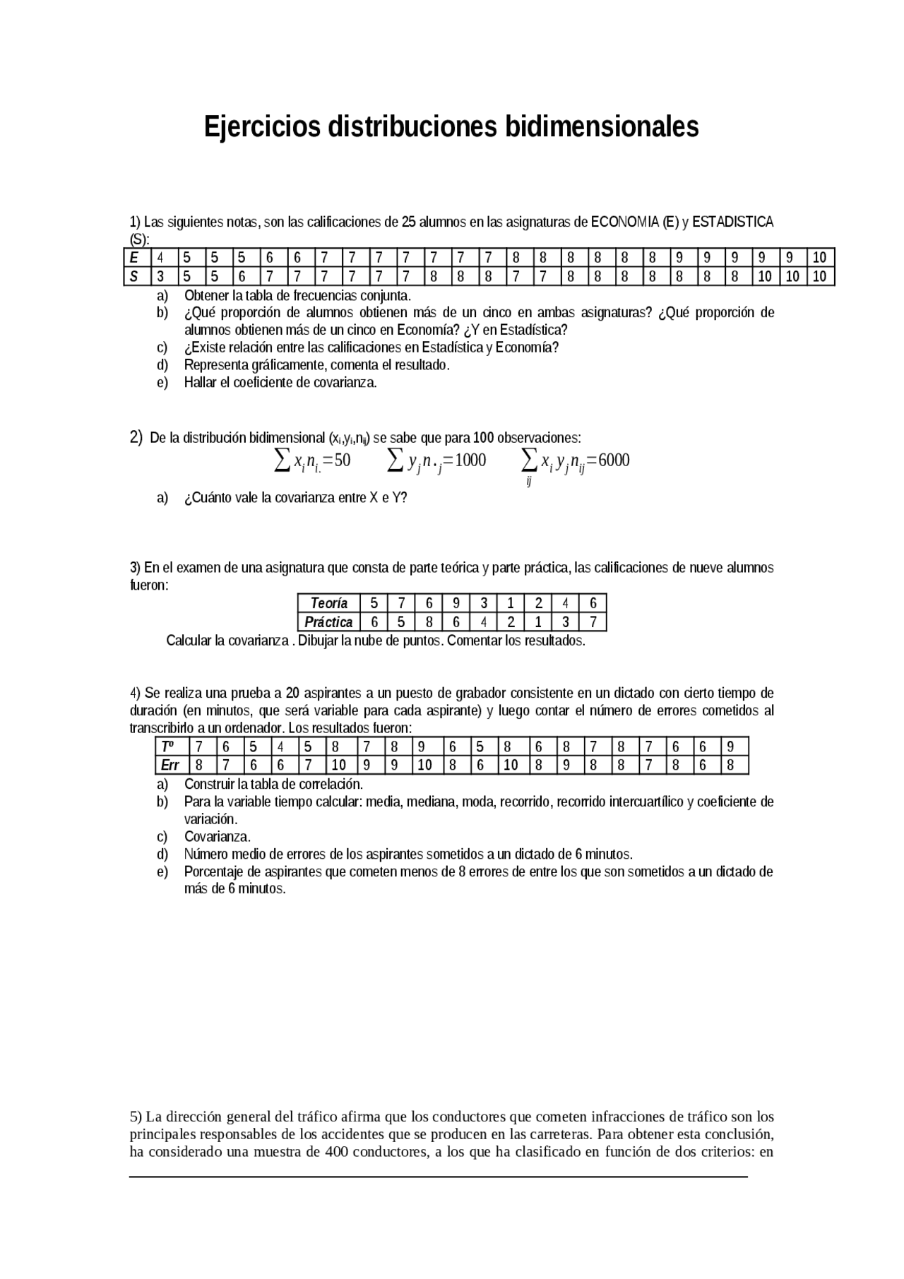 Ejercicios De Estadisticas Docsity