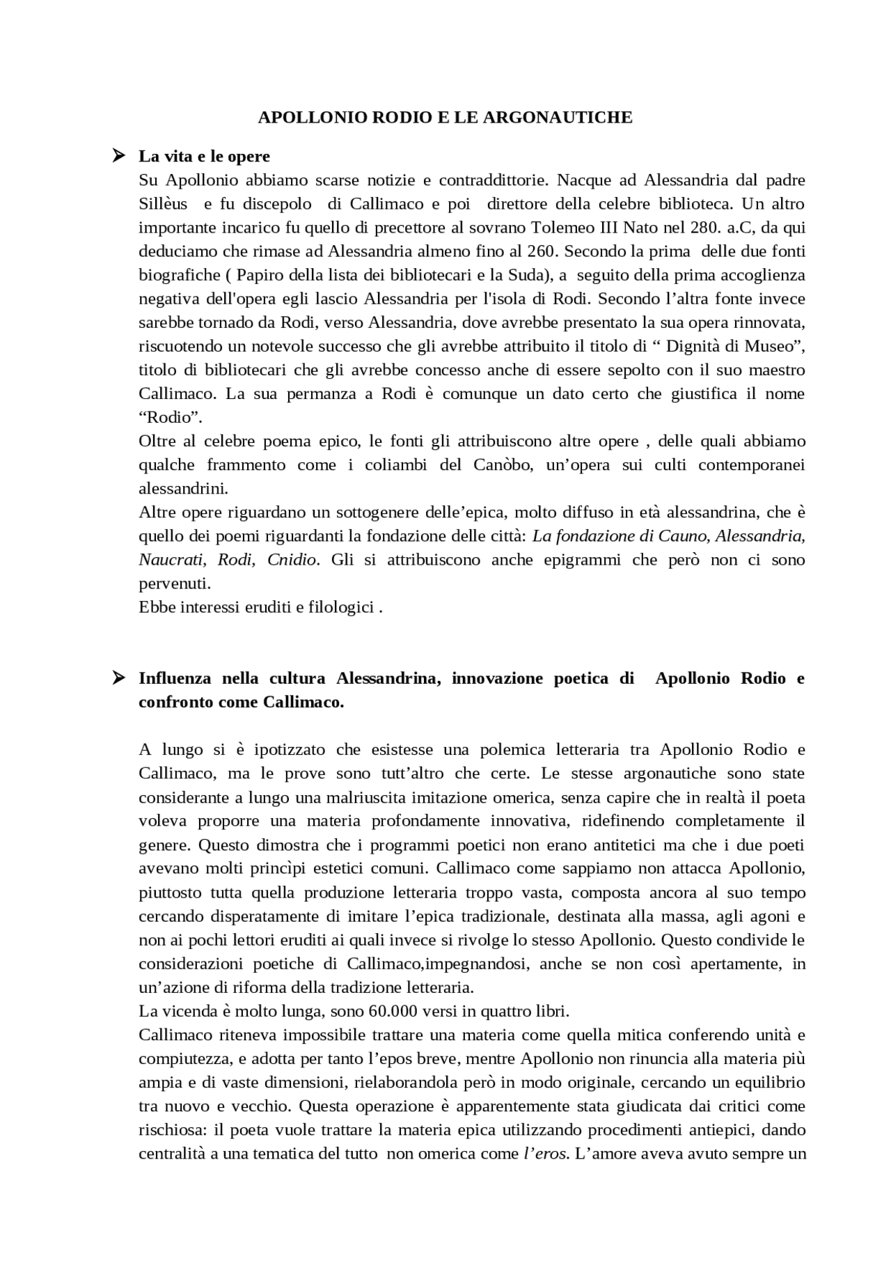 Apollonio Rodio le Argonautiche - Docsity
