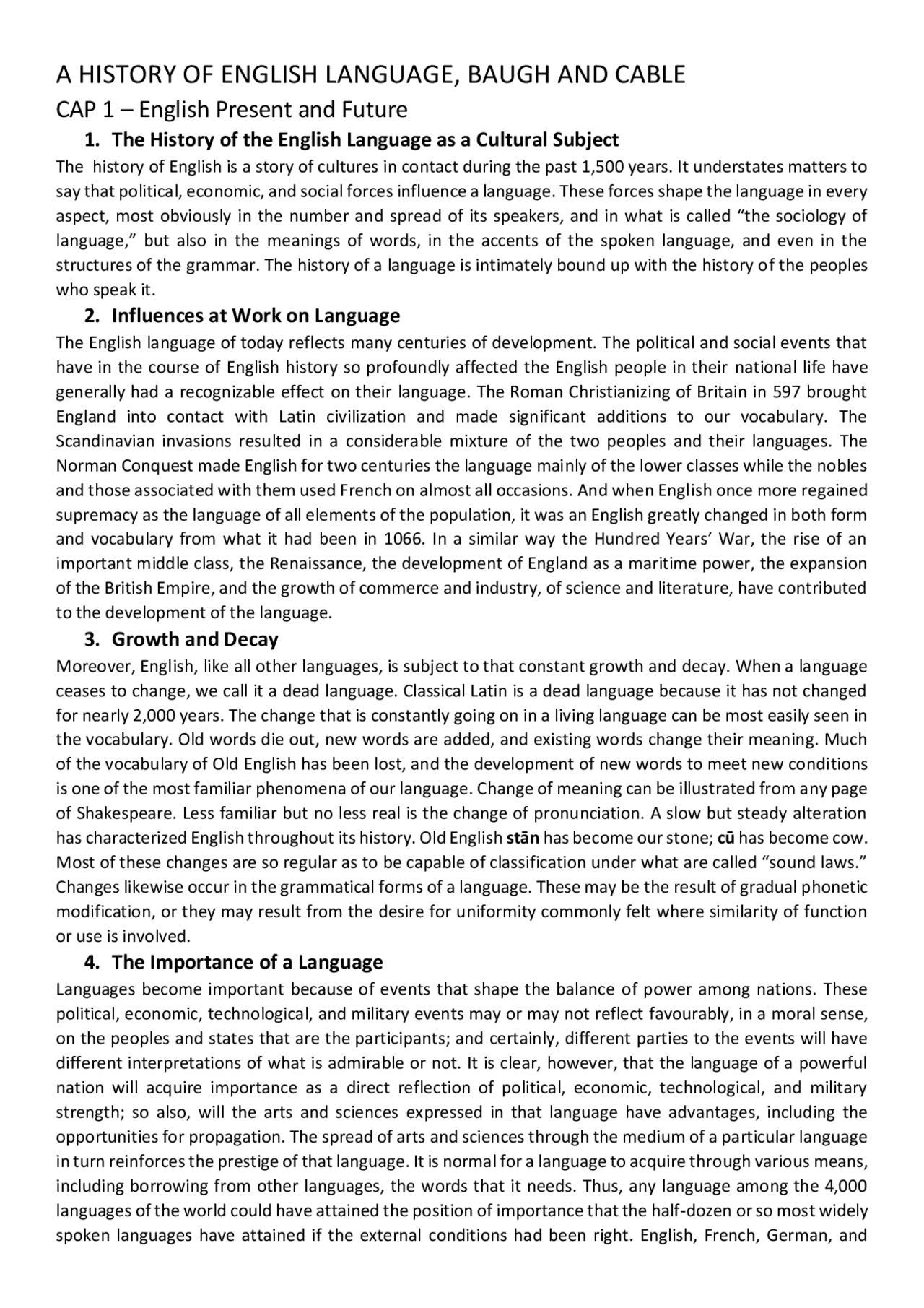 Riassunto A History Of The English Language Docsity