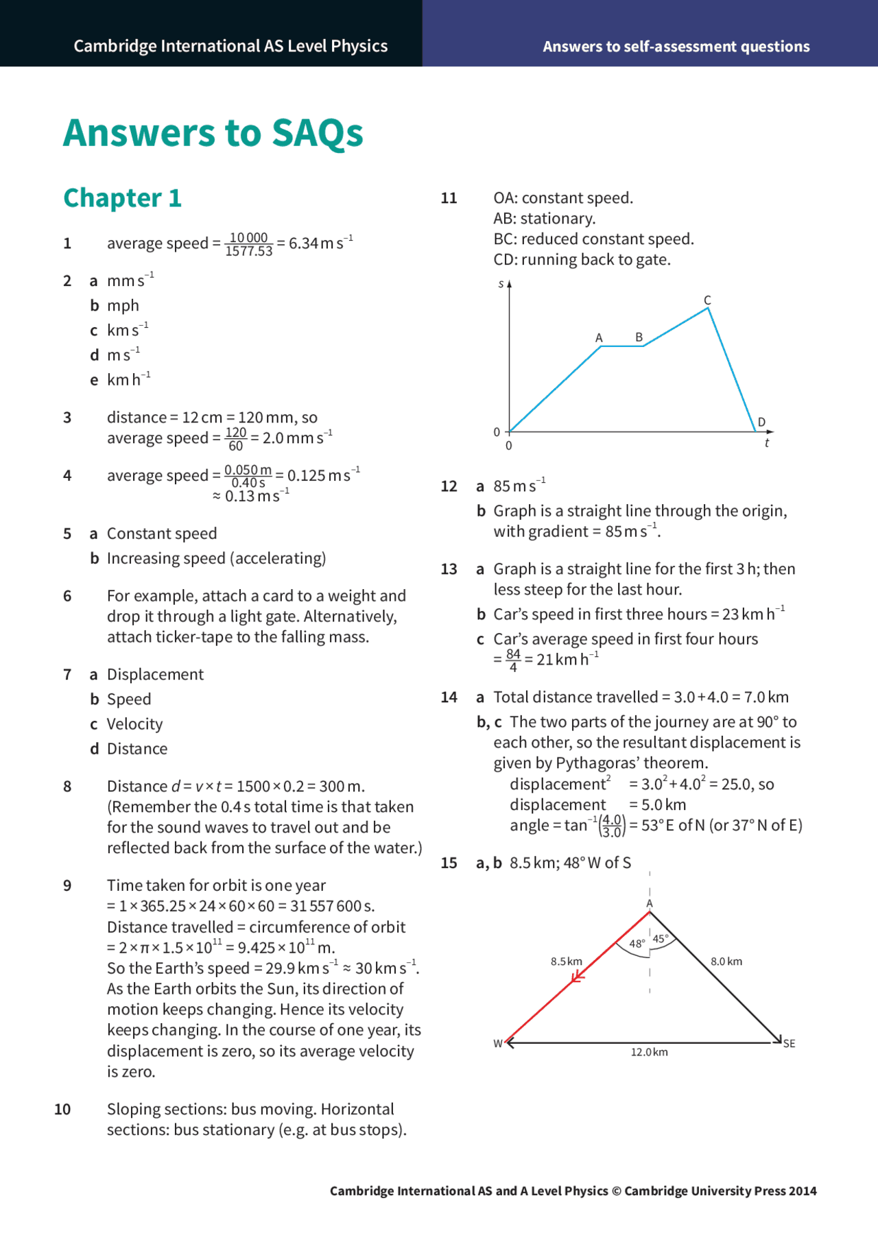 Answers to SAQ’s Chapter 1: Kinematics - Docsity