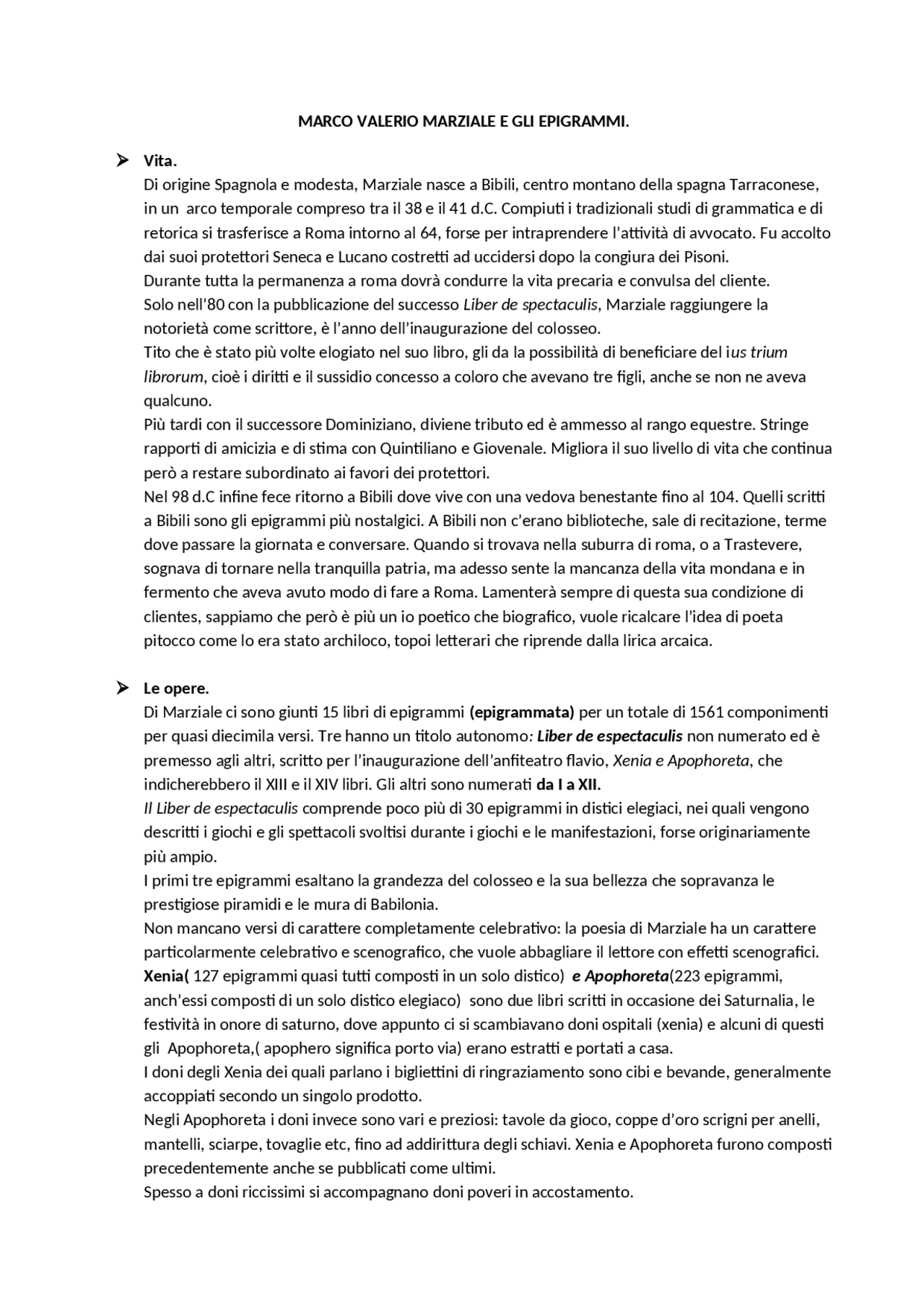 Marco Valerio Marziale, vita, opere e pensiero. - Docsity