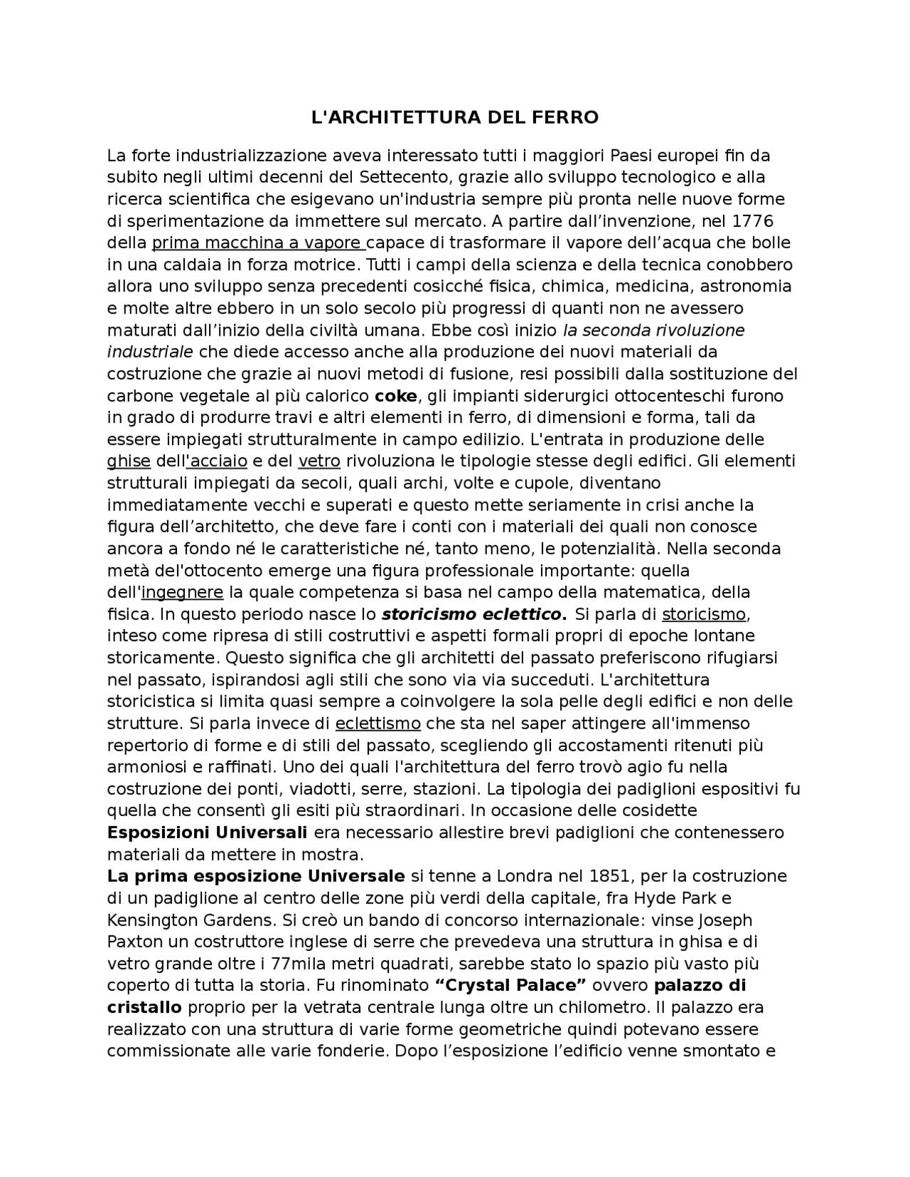 Architettura Del Ferro Docsity