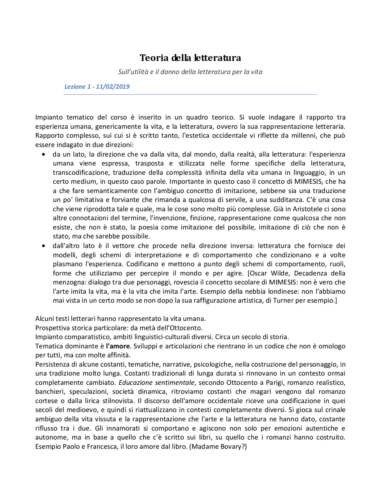 Appunti Teoria Della Letteratura Unibo 201819 Docsity