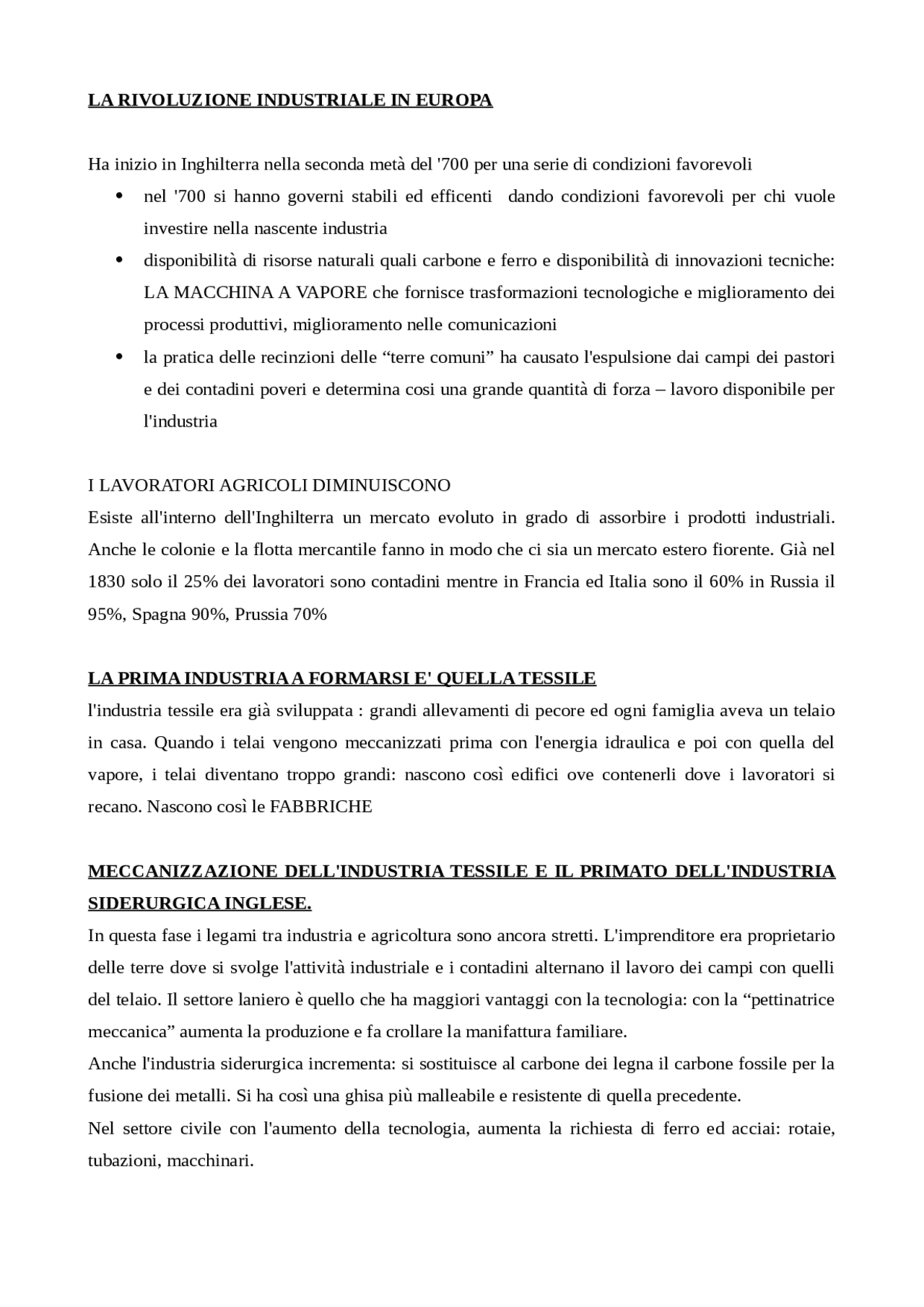 La Rivoluzione Industriale Docsity